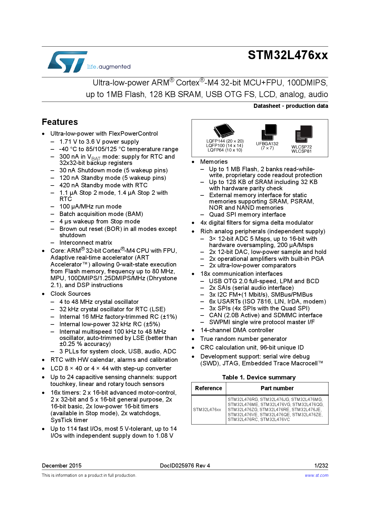 Stm32l476ret6 (st 意法半导体 )stm32l476ret6中文资料 价格 Pdf手册 立创电子商城