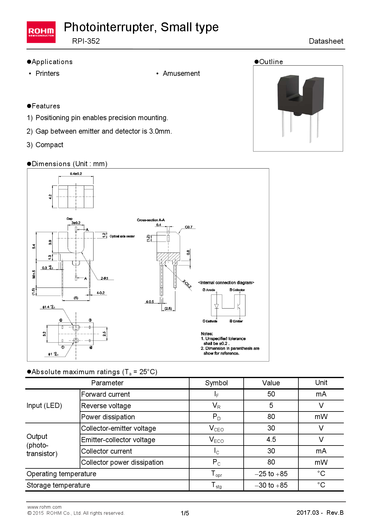 RPI-352_（ROHM(罗姆)）RPI-352中文资料_价格_PDF手册-立创电子商城