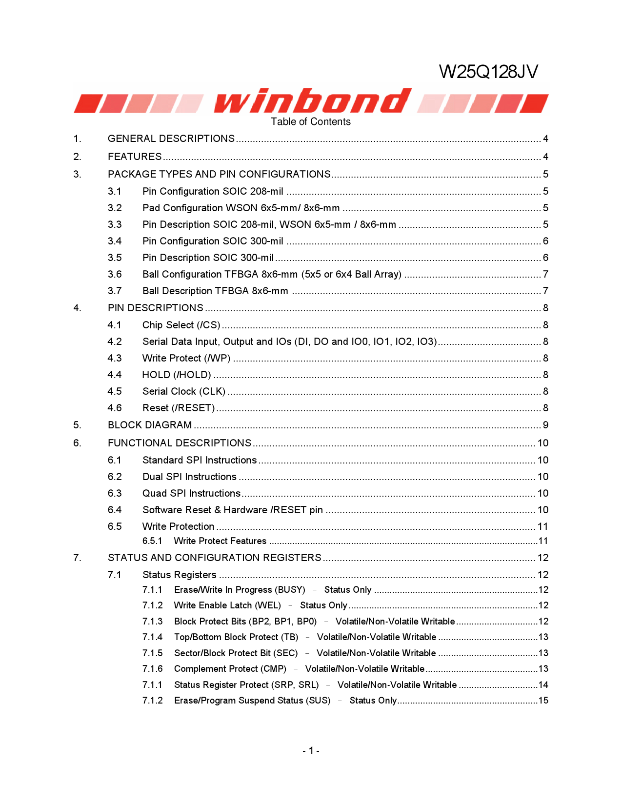 W25Q128JVFIQ_（WINBOND(华邦)）W25Q128JVFIQ中文资料_价格_PDF手册-立创电子商城