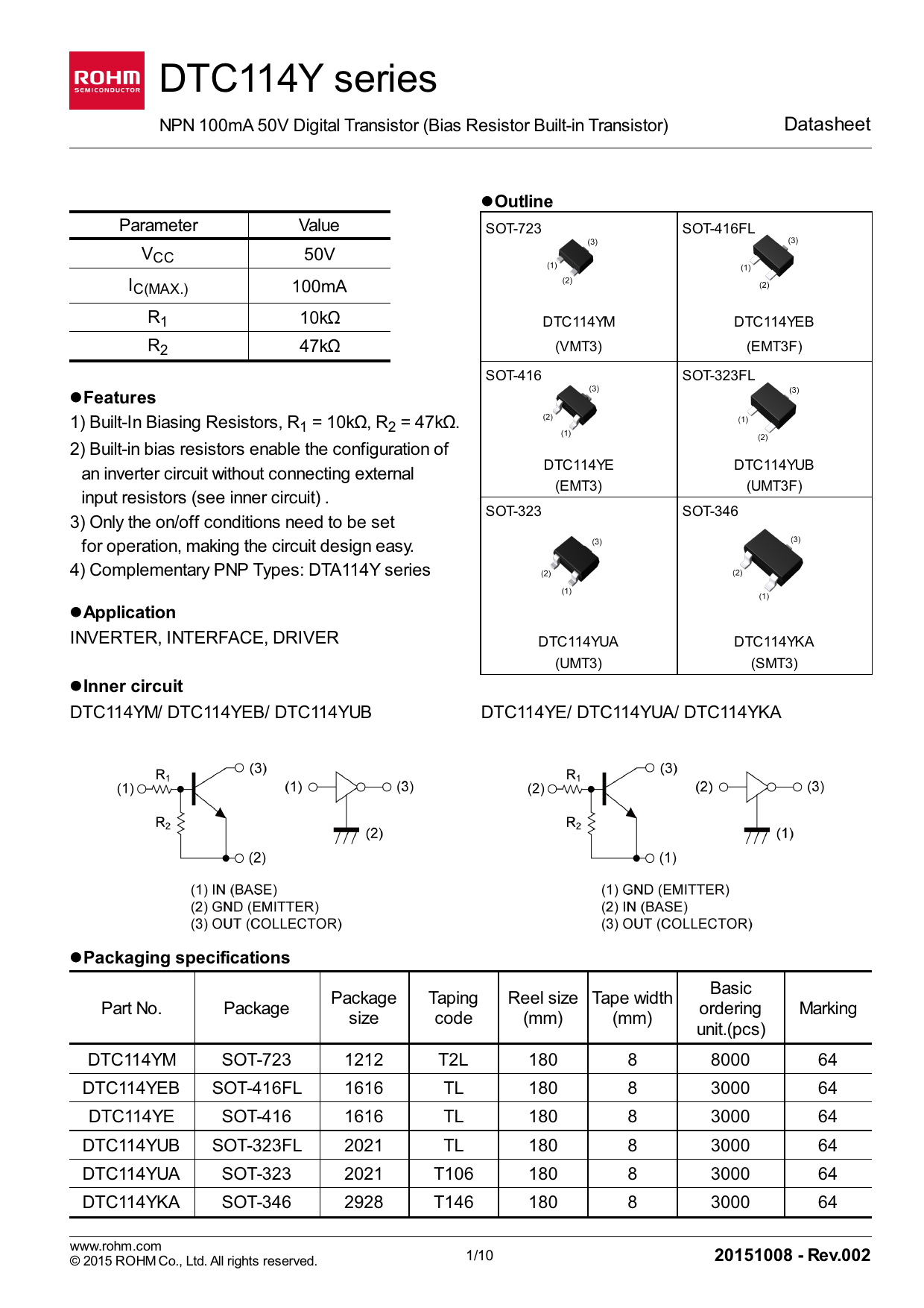 DTC114YKAT146_（ROHM(罗姆)）DTC114YKAT146中文资料_价格_PDF手册-立创电子商城