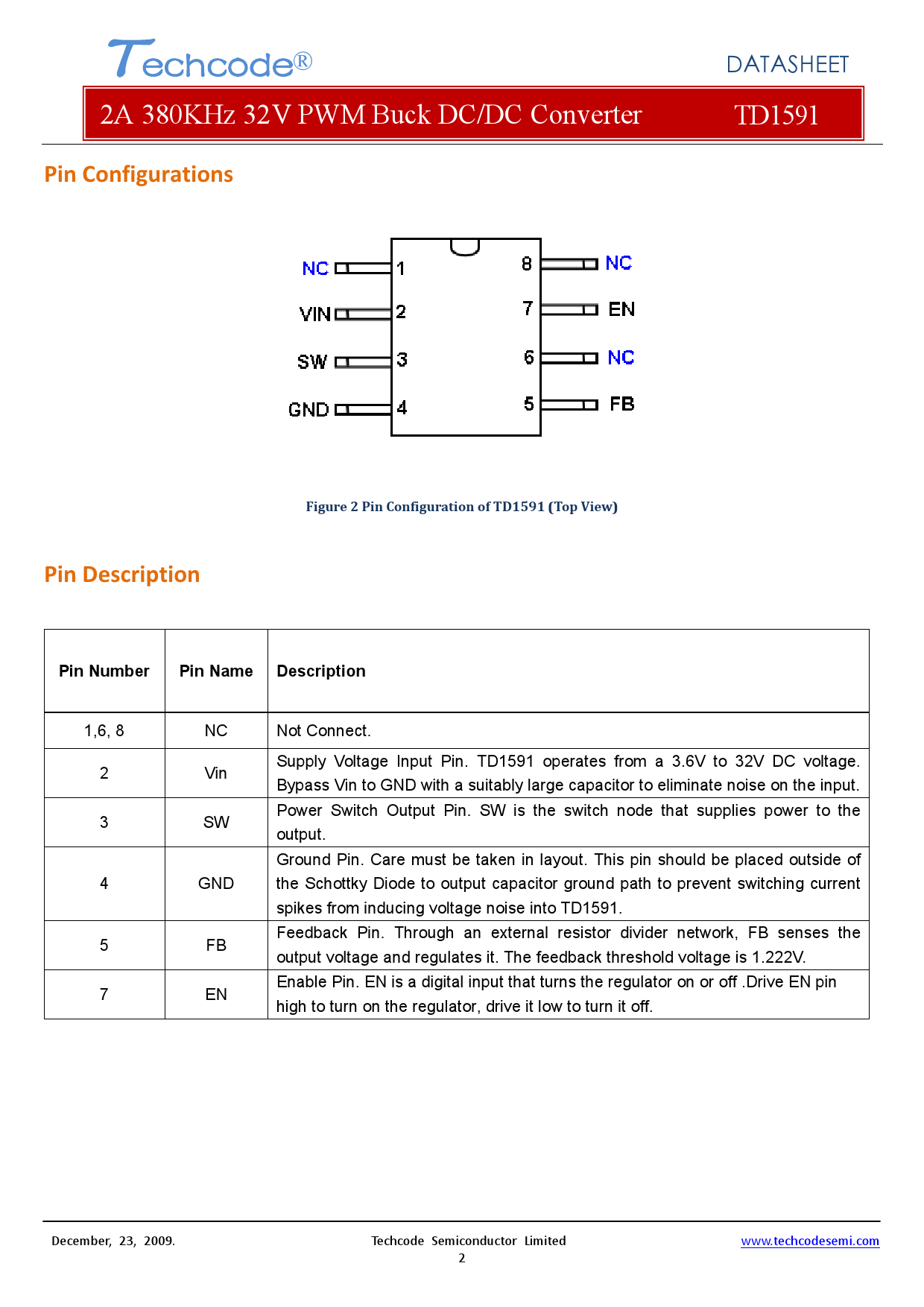 TD1591_（Techcode(泰德)）TD1591中文资料_价格_PDF手册-立创电子商城