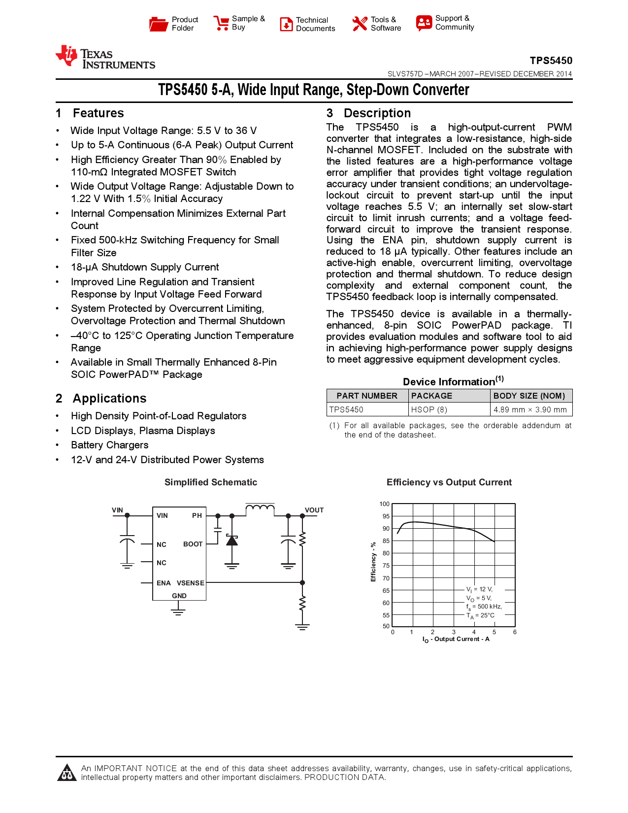 TPS5450DDAR_（TI(德州仪器)）TPS5450DDAR中文资料_价格_PDF手册-立创电子商城