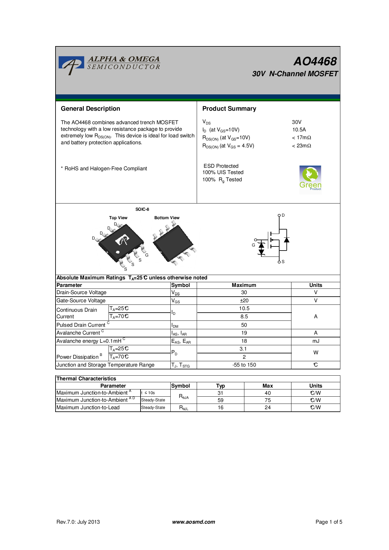 AO4468_（AOS）AO4468中文资料_价格_PDF手册-立创电子商城