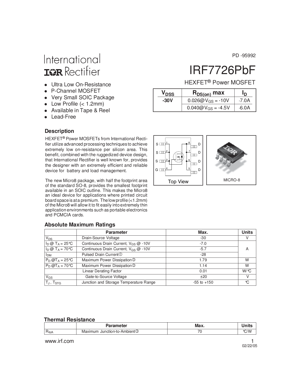 IRF7726TRPBF_（Infineon(英飞凌)）IRF7726TRPBF中文资料_价格_PDF手册-立创电子商城