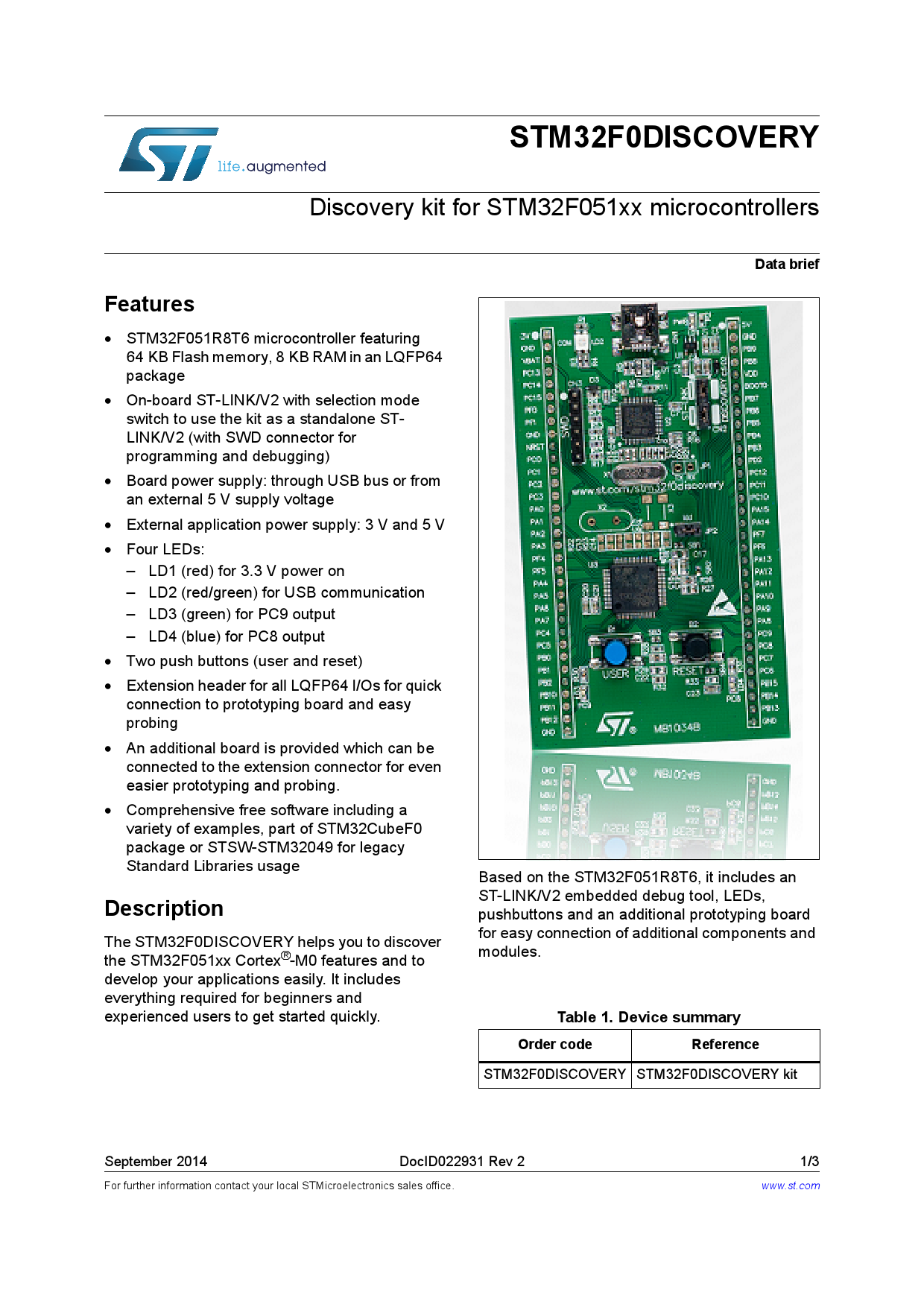 STM32F0DISCOVERY_（ST(意法半导体)）STM32F0DISCOVERY中文资料_价格_PDF手册-立创电子商城