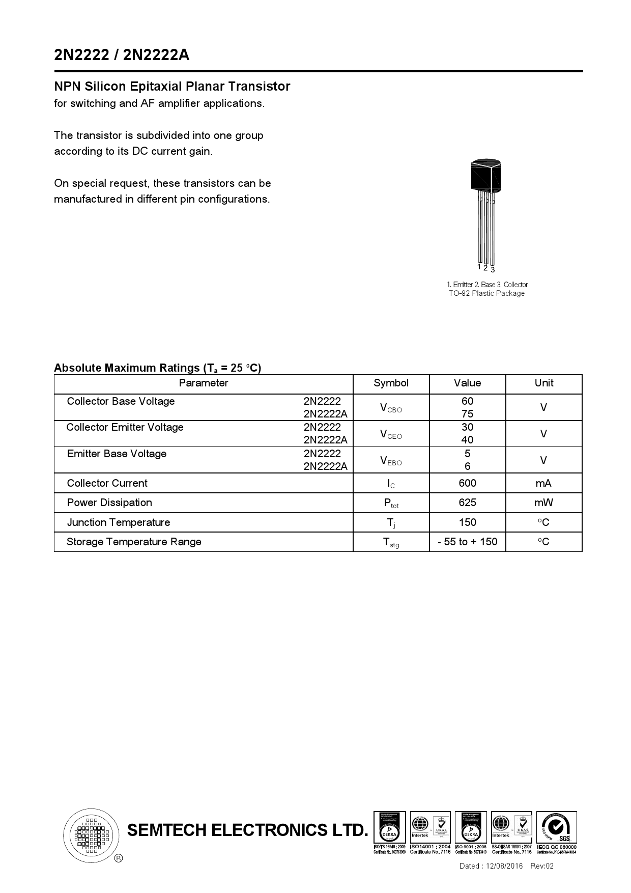 2N2222A_（ST(先科)）2N2222A中文资料_价格_PDF手册-立创电子商城