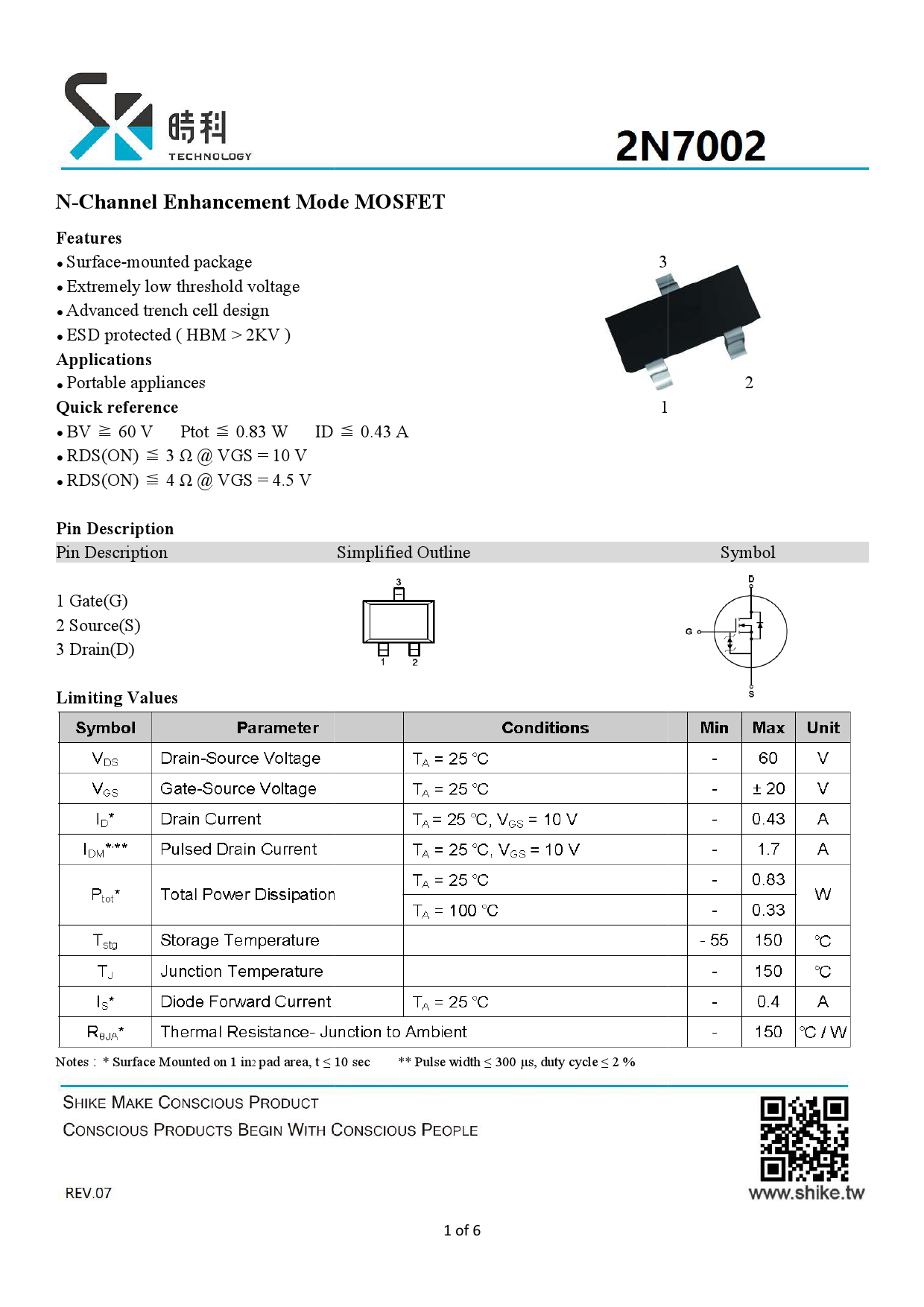 2N7002（丝印12W）_（SHIKUES(时科)）2N7002（丝印12W）中文资料_价格_PDF手册-立创电子商城