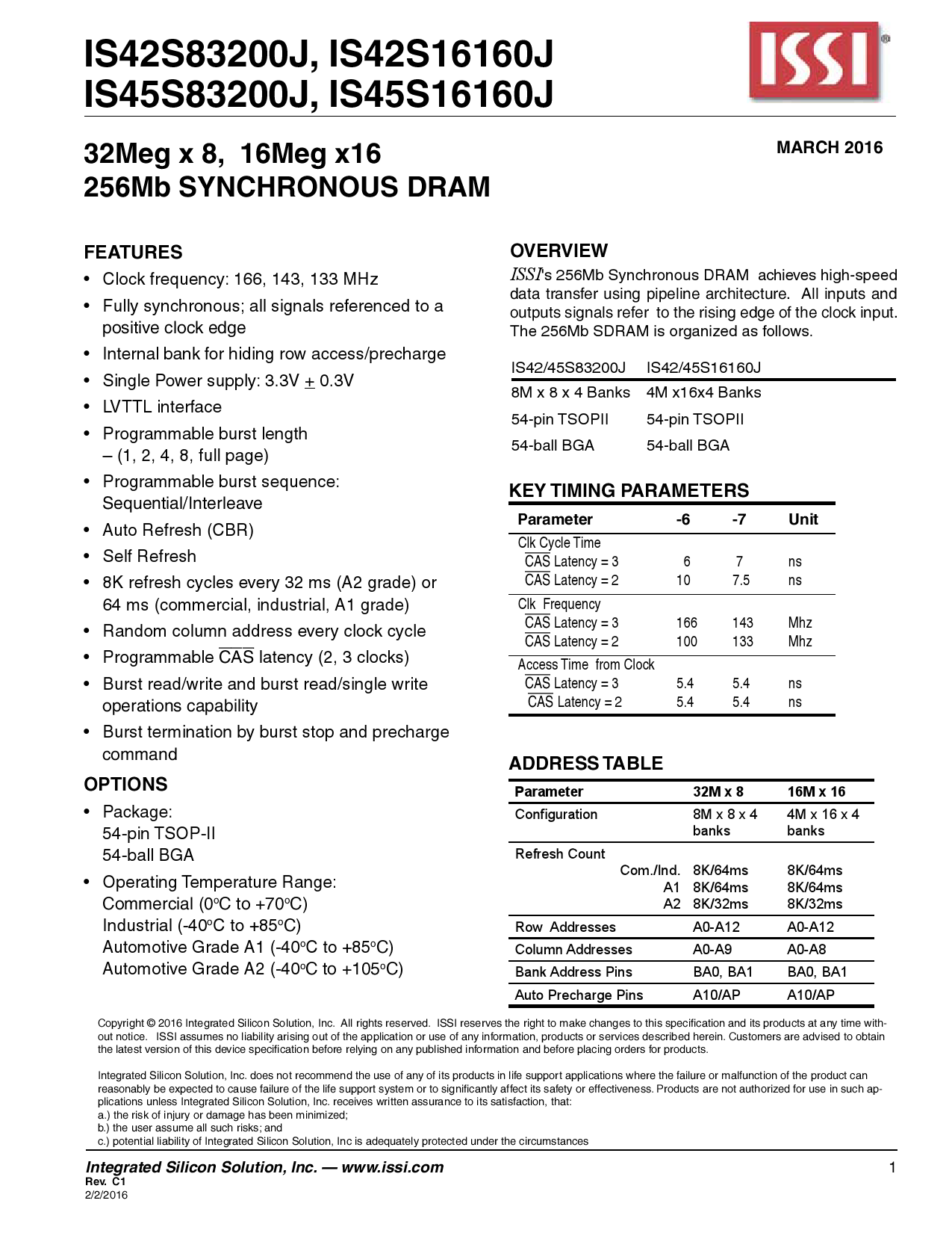 IS42S16160J-6TLI_（ISSI(美国芯成)）IS42S16160J-6TLI中文资料_价格_PDF手册-立创电子商城