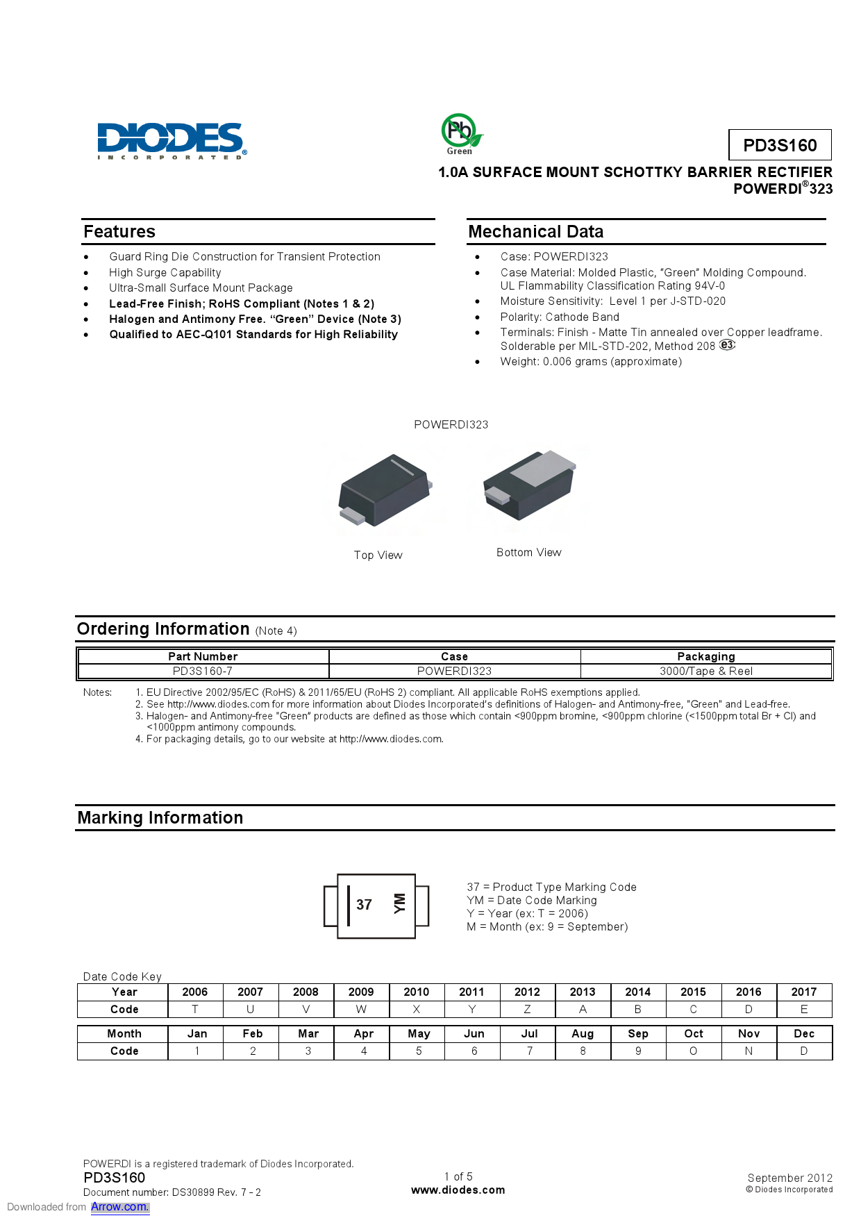 PD3S160-7_（DIODES(美台)）PD3S160-7中文资料_价格_PDF手册-立创电子商城