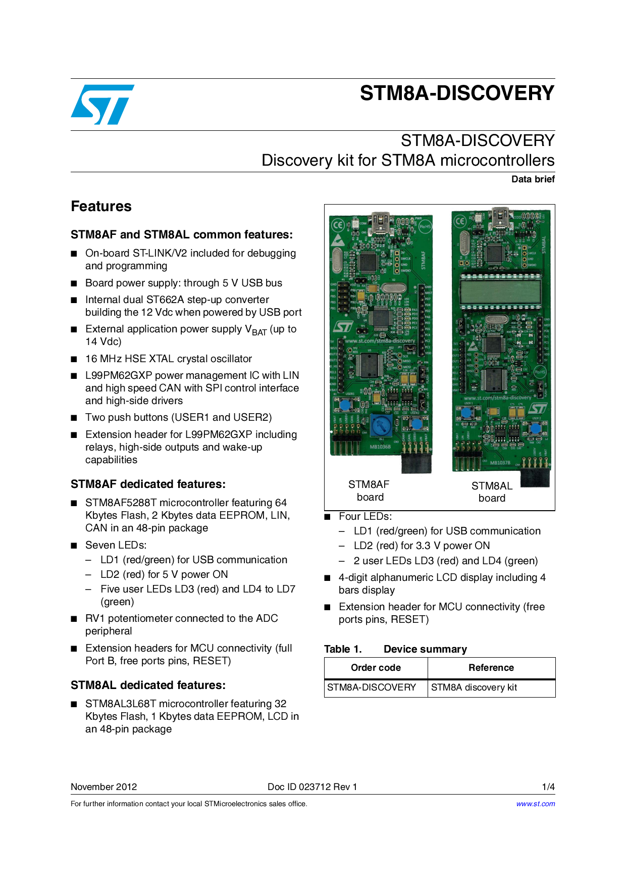 STM8A-DISCOVERY_（ST(意法半导体)）STM8A-DISCOVERY中文资料_价格_PDF手册-立创电子商城