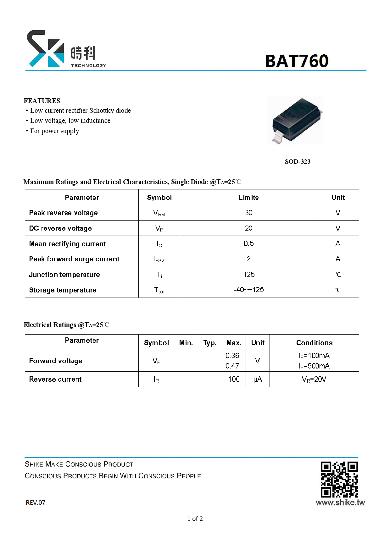 BAT760_（SHIKUES(时科)）BAT760中文资料_价格_PDF手册-立创电子商城