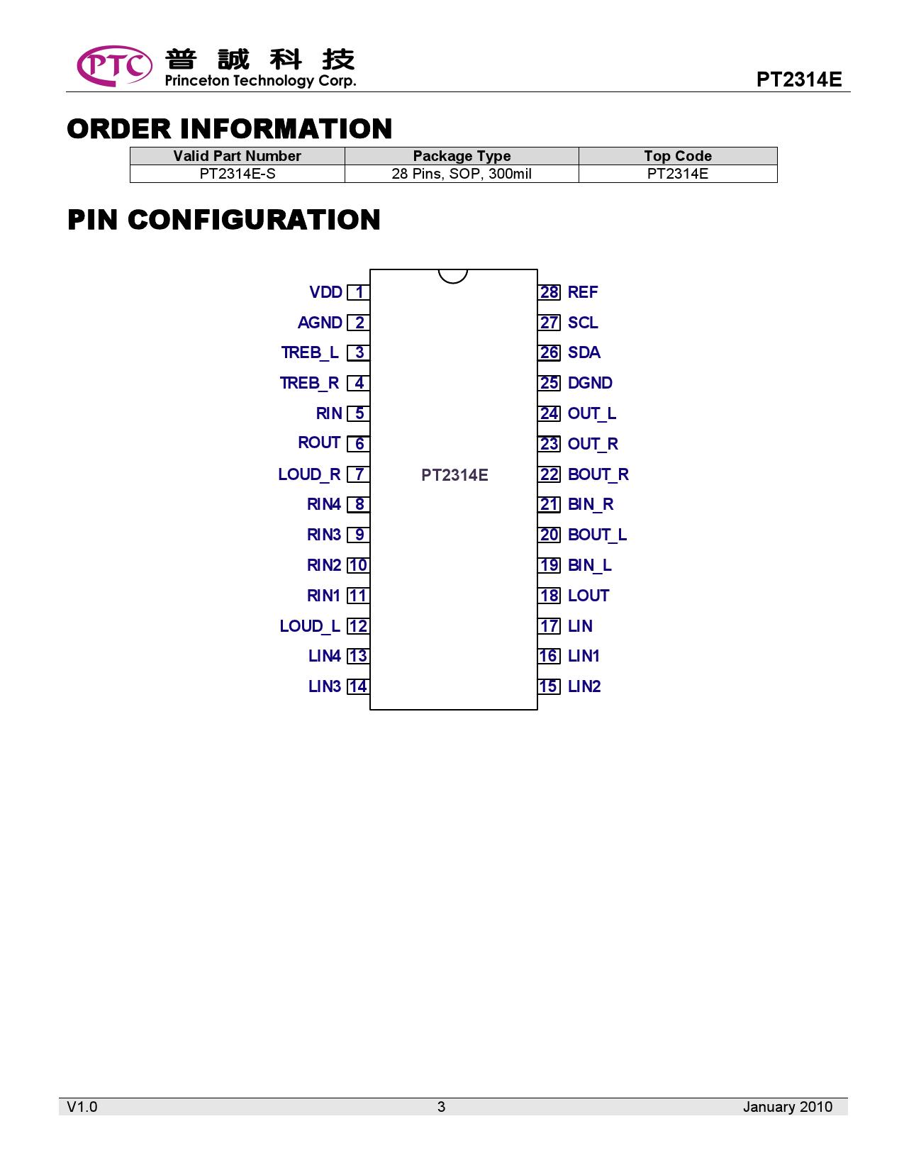 PT2314E_（PTC(普诚)）PT2314E中文资料_价格_PDF手册-立创电子商城