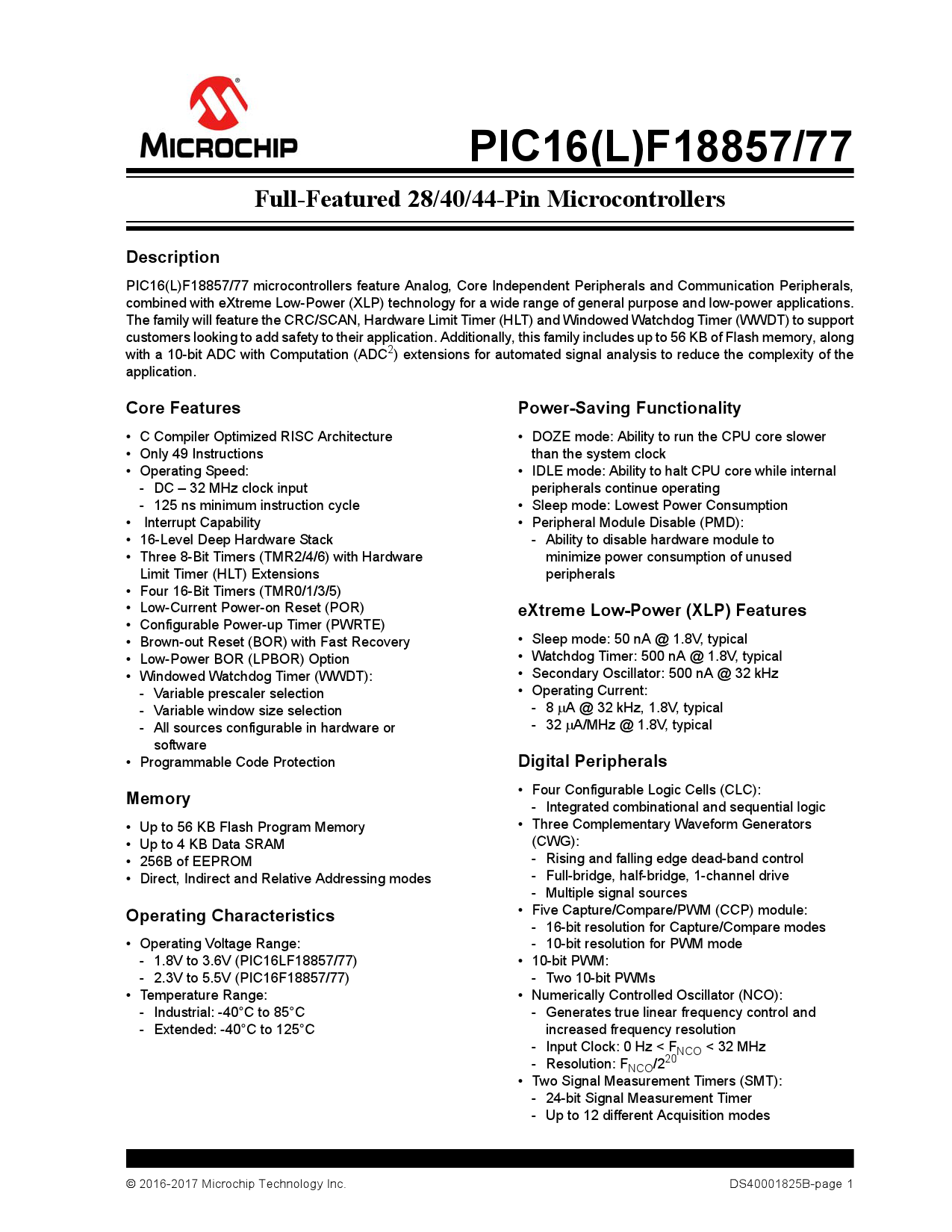 PIC16F18877-I/PT_（MICROCHIP(美国微芯)）PIC16F18877-I/PT中文资料_价格_PDF手册-立创电子商城
