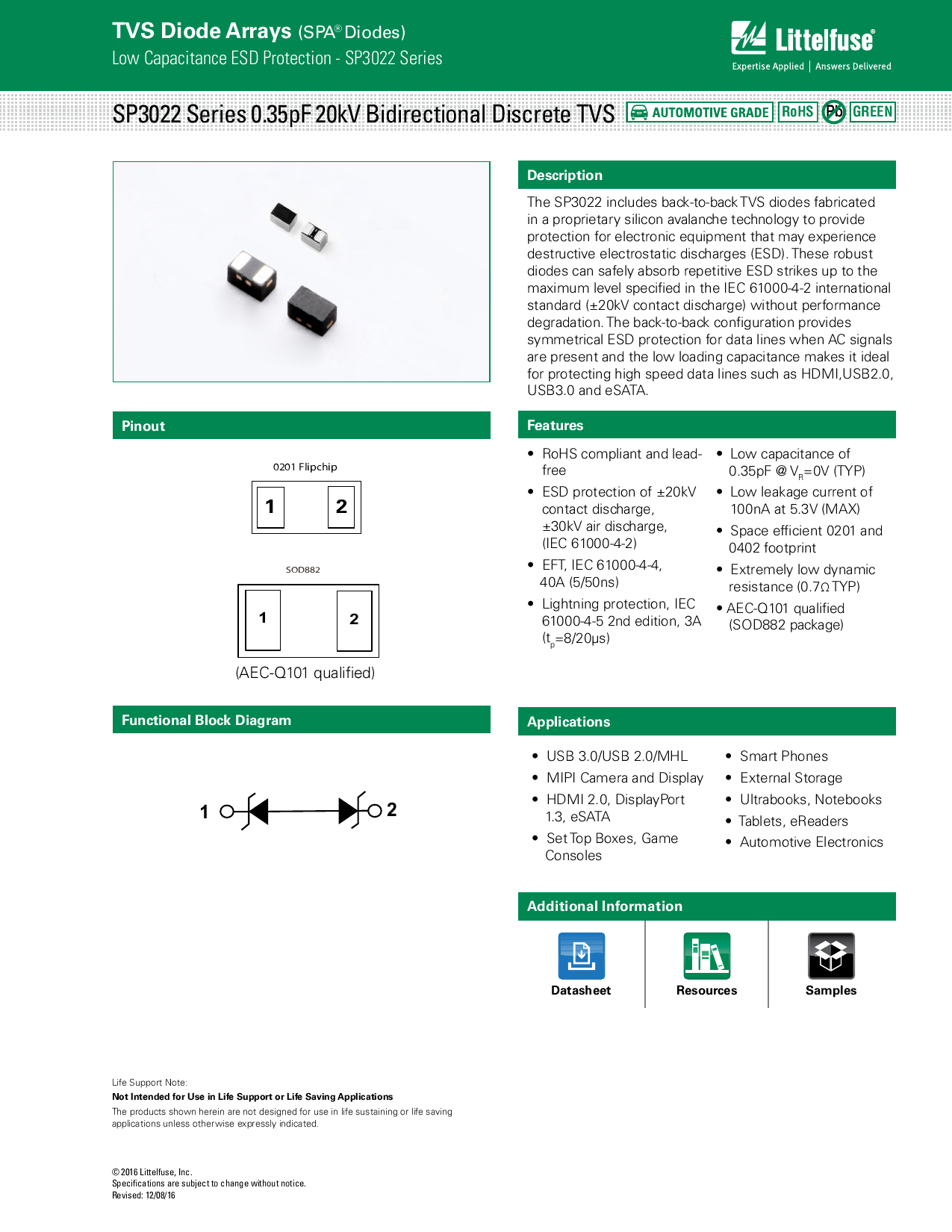 SP3022-01ETG_（Littelfuse(美国力特)）SP3022-01ETG中文资料_价格_PDF手册-立创电子商城