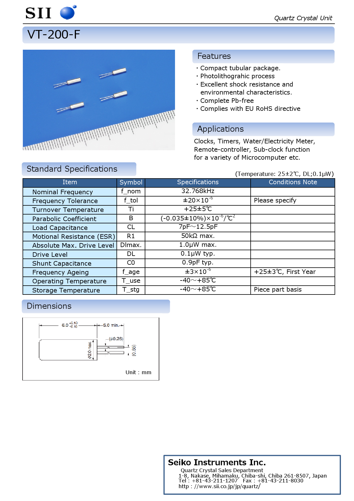 VT-200-F 32.768KHz 5PPM 12.5pF_（Seiko(精工)）VT-200-F 32.768KHz 5PPM 12 ...