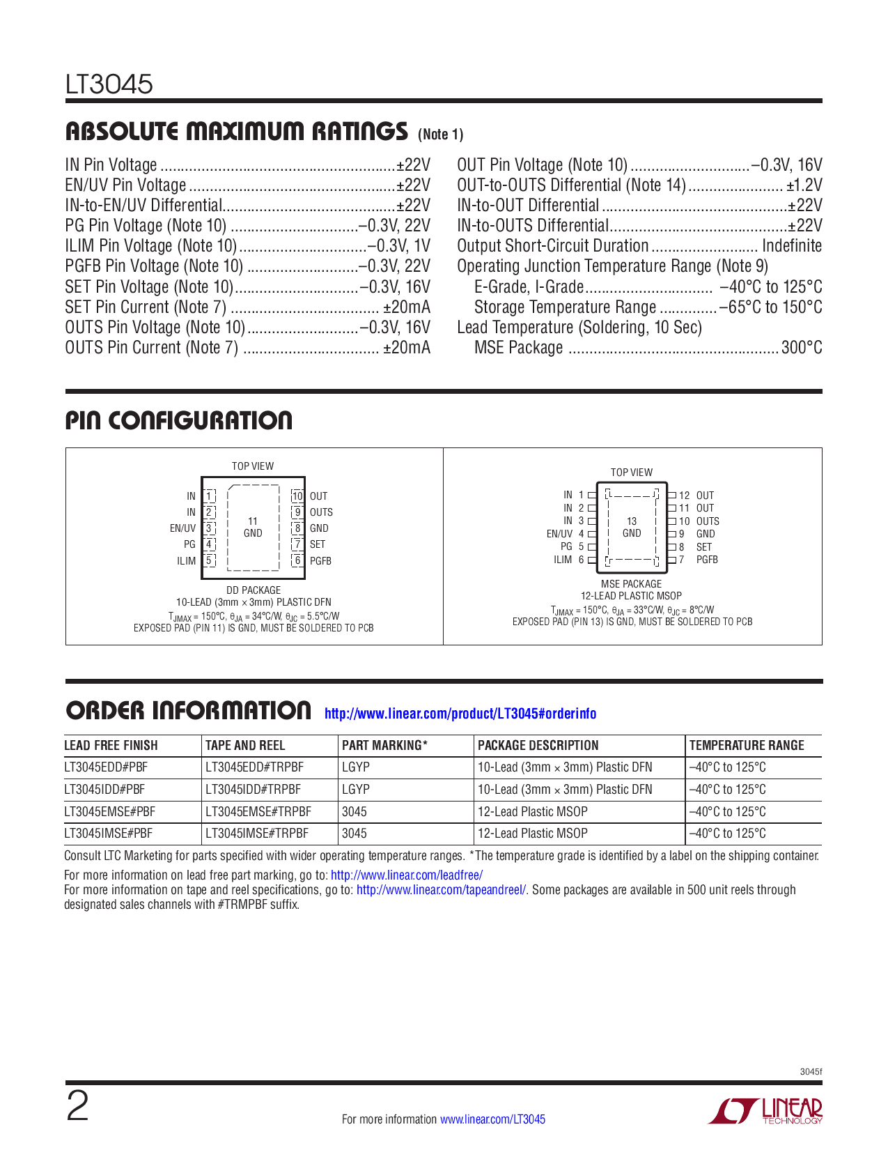 LT3045EDD#TRPBF_（ADI(亚德诺)/LINEAR）LT3045EDD#TRPBF中文资料_价格_PDF手册-立创电子商城