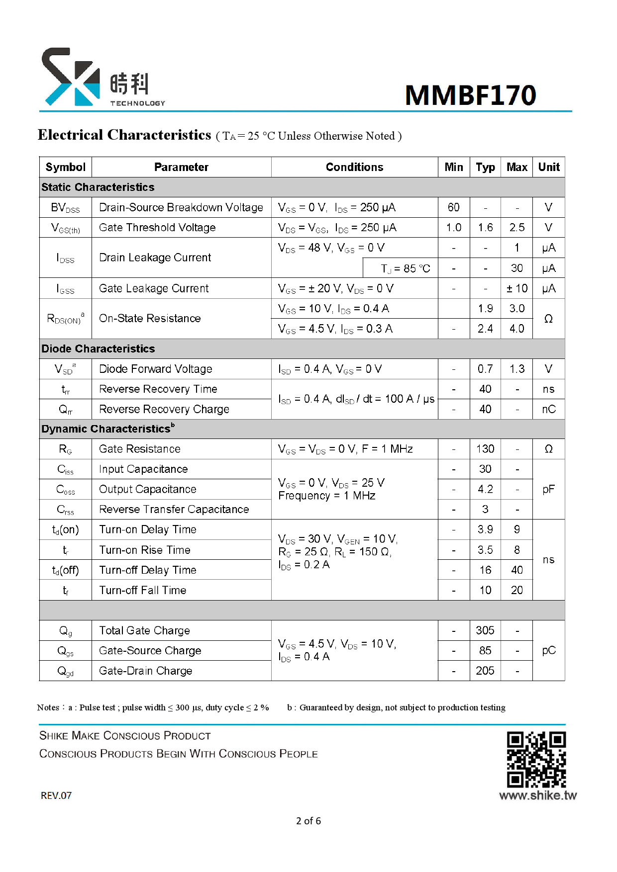 MMBF170_（SHIKUES(时科)）MMBF170中文资料_价格_PDF手册-立创电子商城