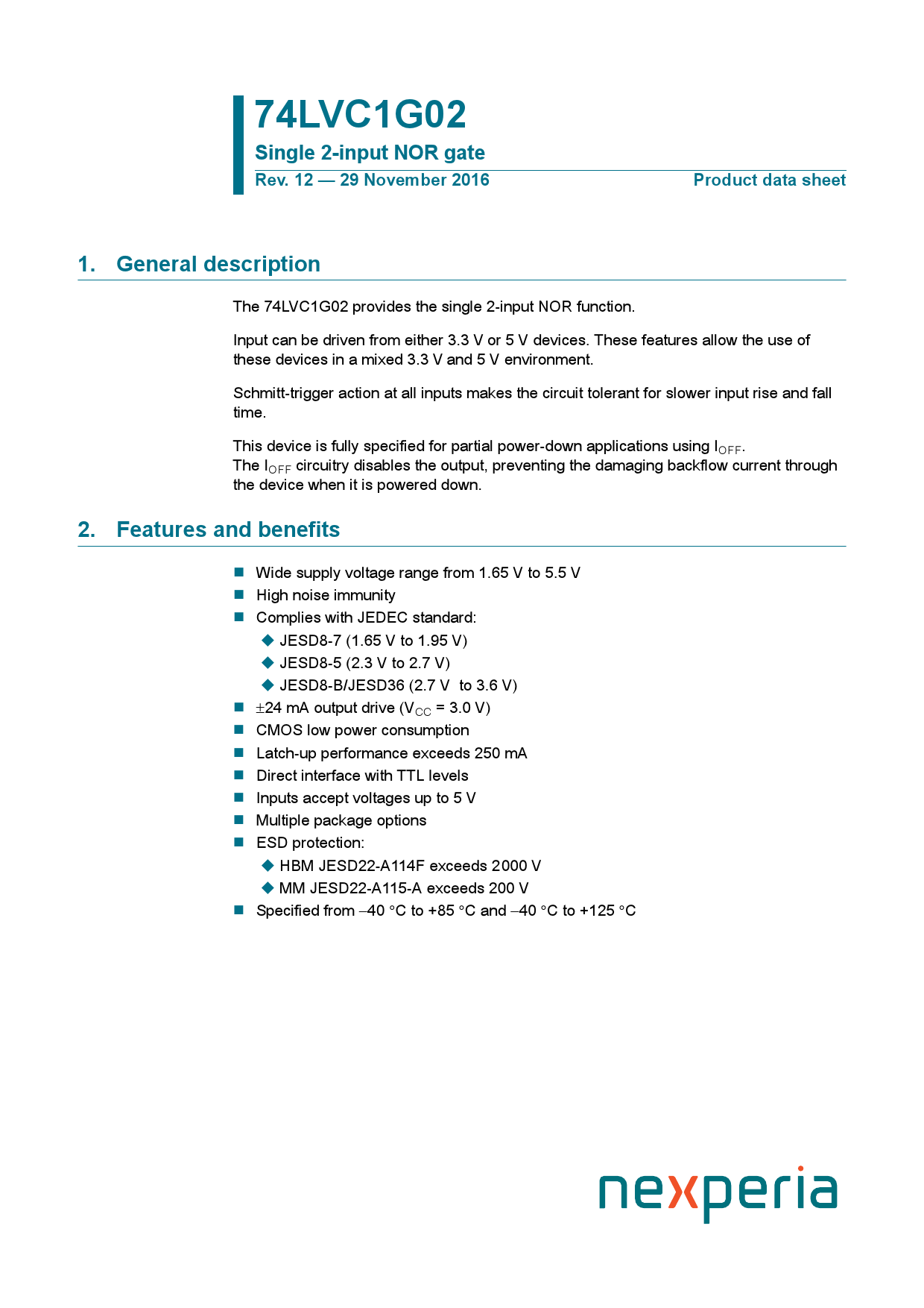74LVC1G02GV,125_（Nexperia(安世)）74LVC1G02GV,125中文资料_价格_PDF手册-立创电子商城