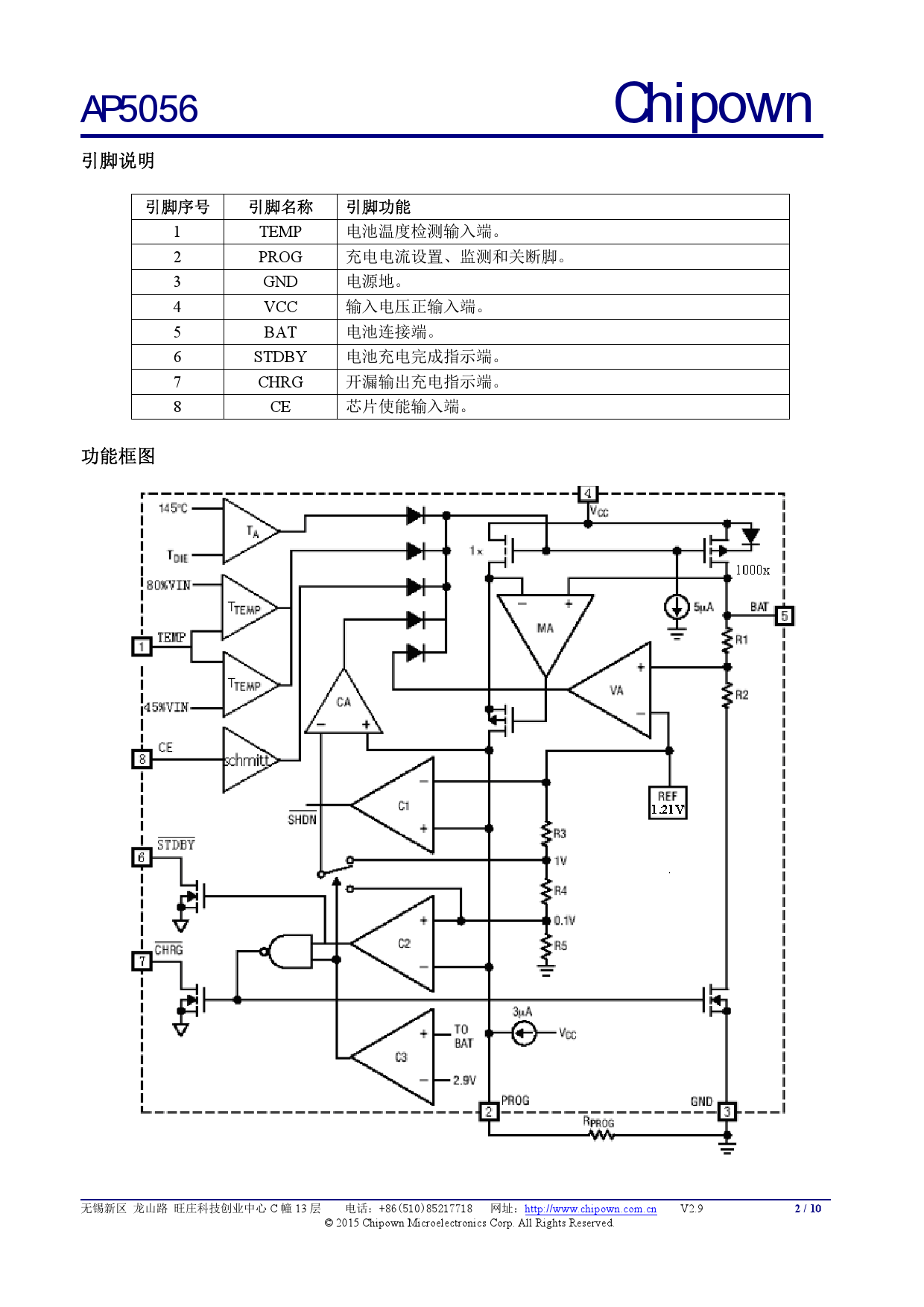 AP5056_（chipown(芯朋微电子)）AP5056中文资料_价格_PDF手册-立创电子商城