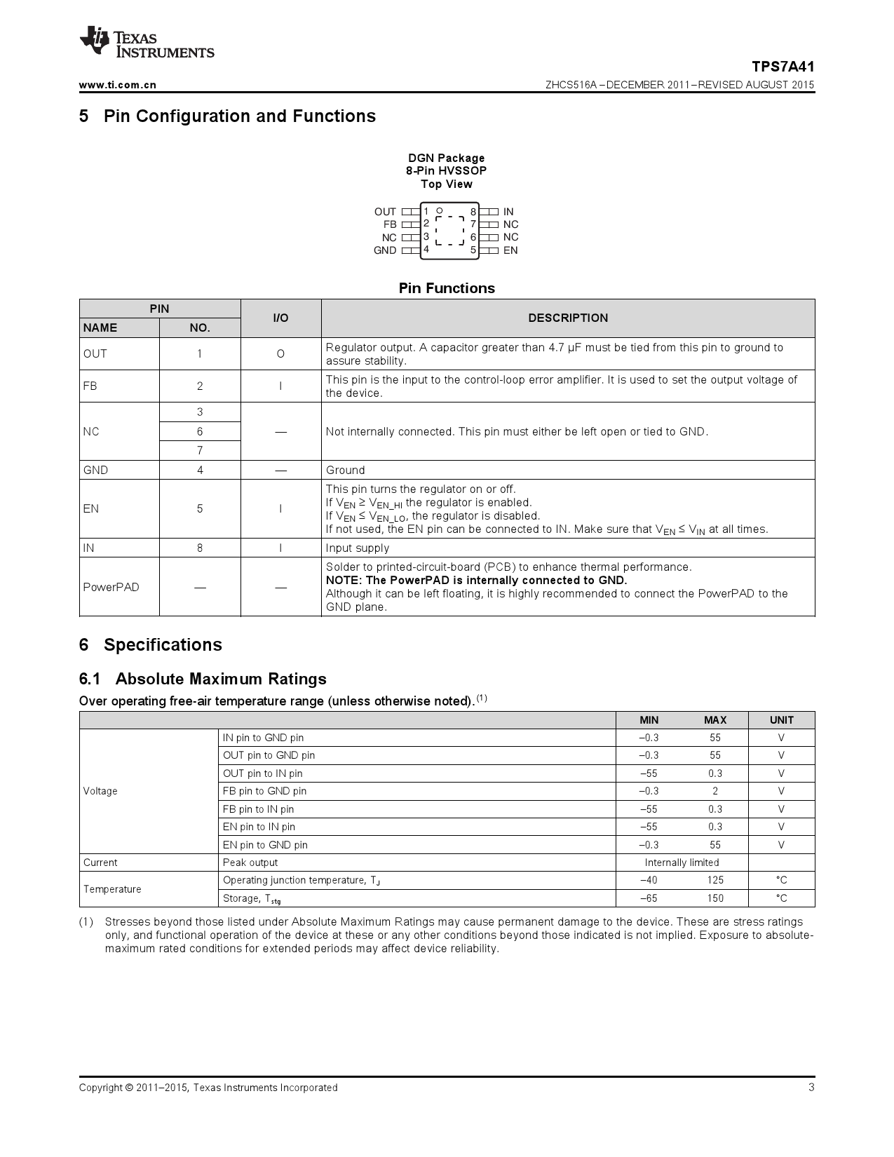 TPS7A4101DGNR_（TI(德州仪器)）TPS7A4101DGNR中文资料_价格_PDF手册-立创电子商城