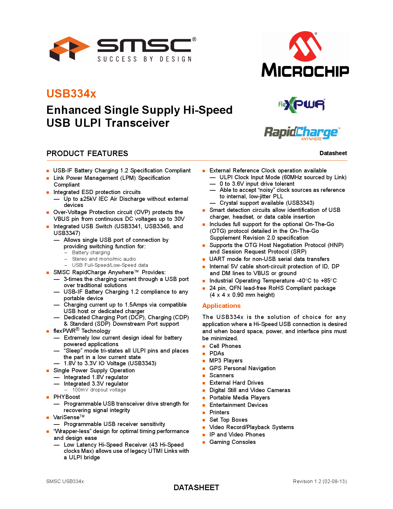 USB3343-CP-TR_（MICROCHIP(美国微芯)）USB3343-CP-TR中文资料_价格_PDF手册-立创电子商城