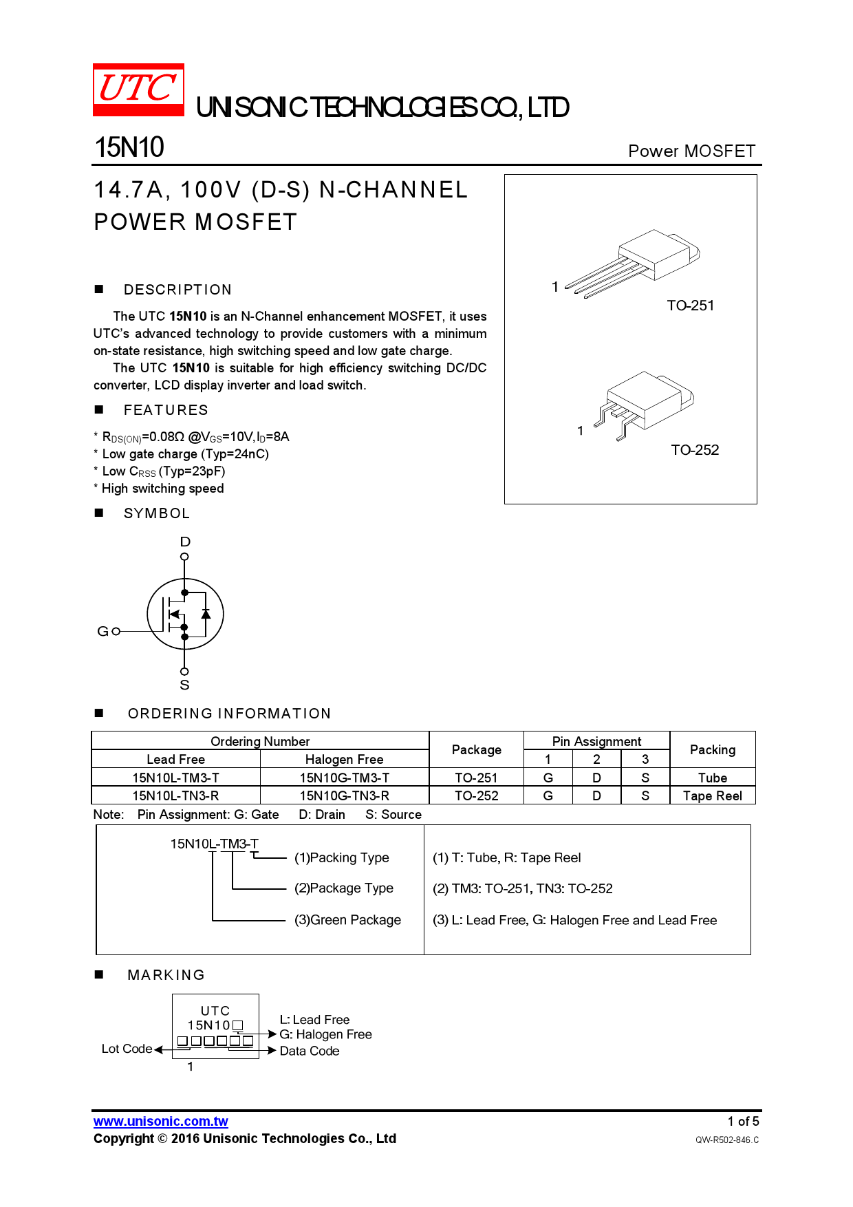 15N10L-TN3-R_（UTC(友顺)）15N10L-TN3-R中文资料_价格_PDF手册-立创电子商城