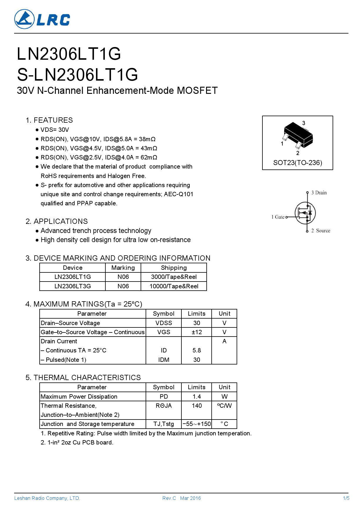 LN2306LT1G_（LRC(乐山无线电)）LN2306LT1G中文资料_价格_PDF手册-立创电子商城