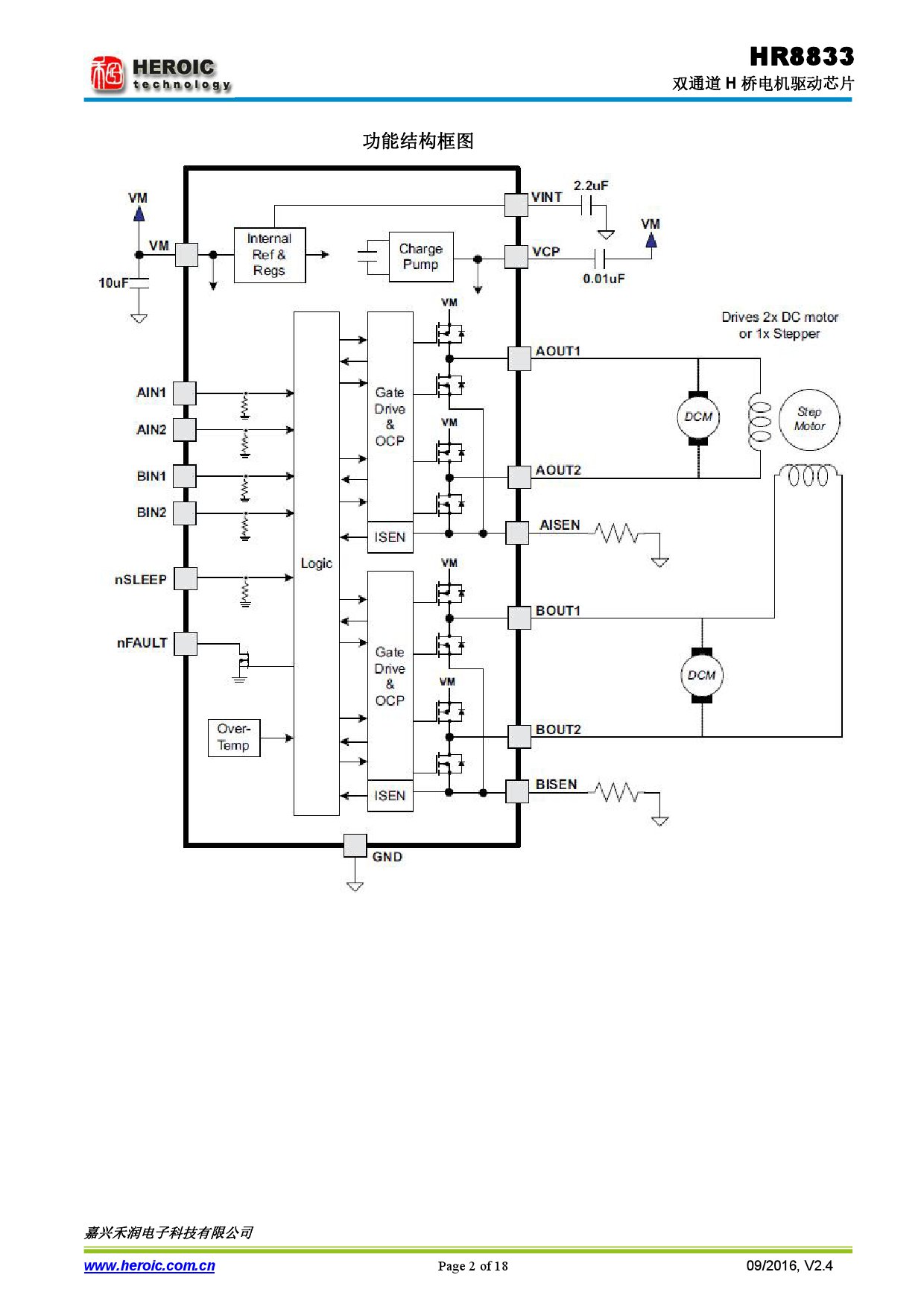 HR8833_（嘉兴禾润）HR8833中文资料_价格_PDF手册-立创电子商城