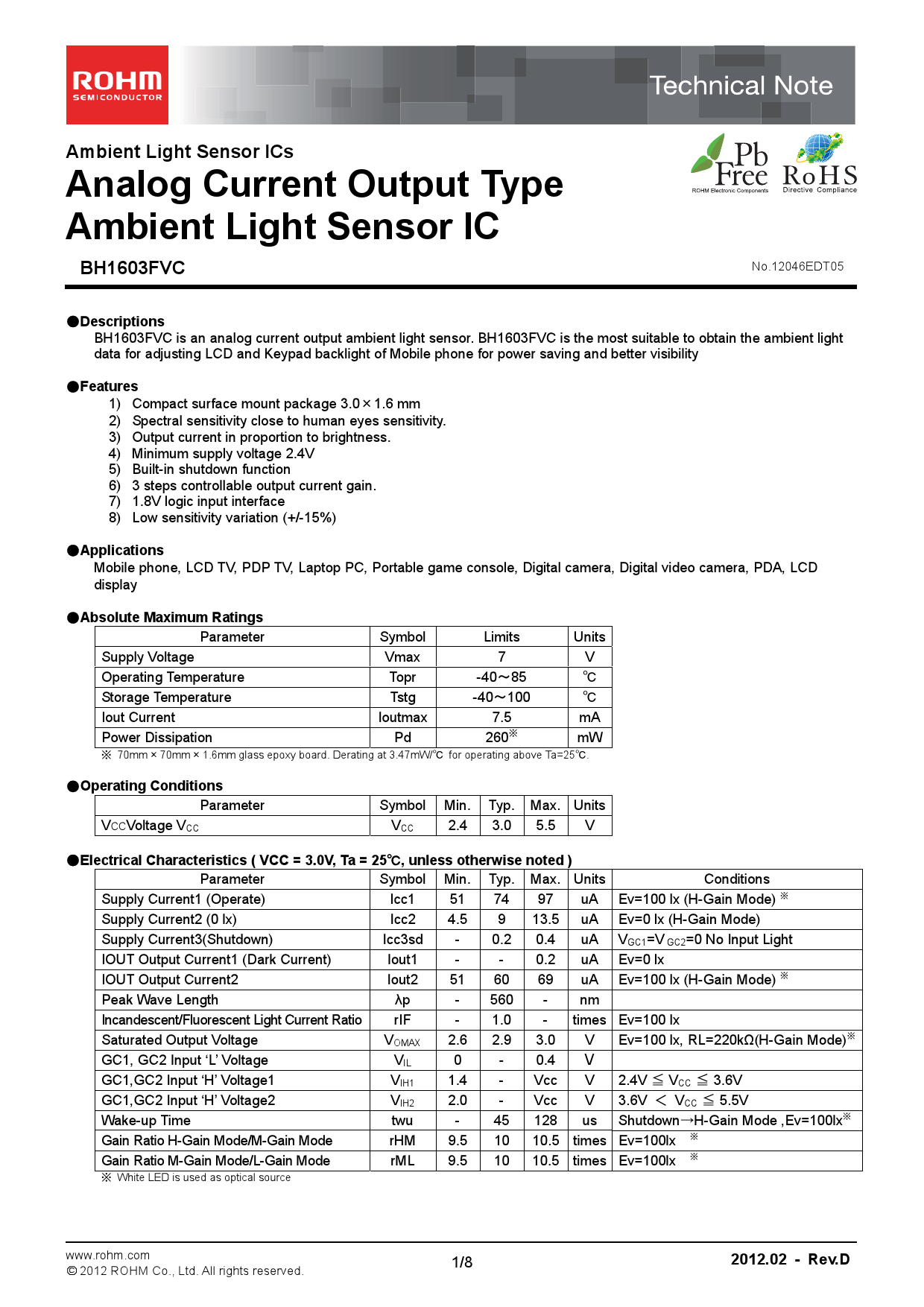 BH1603FVC-TR_（ROHM(罗姆)）BH1603FVC-TR中文资料_价格_PDF手册-立创电子商城