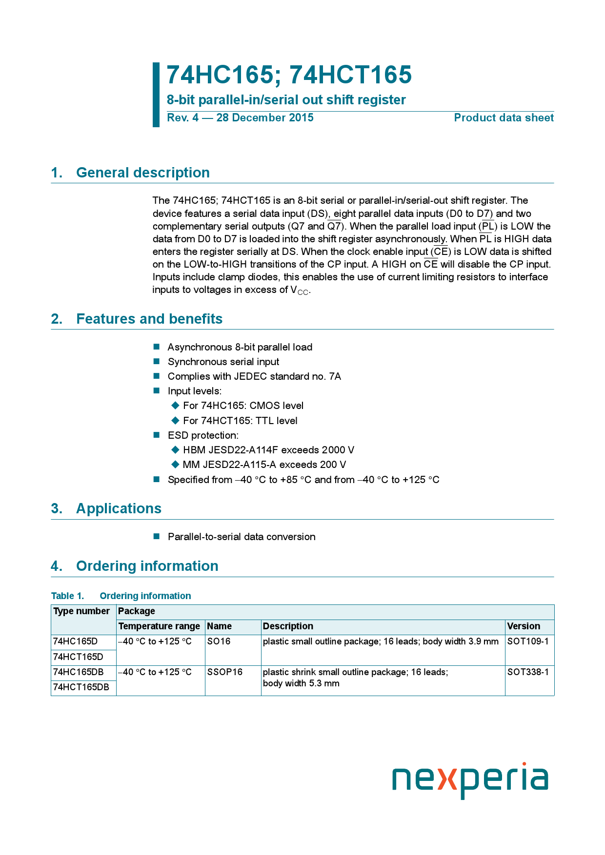 74HC165PW,118_（Nexperia(安世)）74HC165PW,118中文资料_价格_PDF手册-立创电子商城