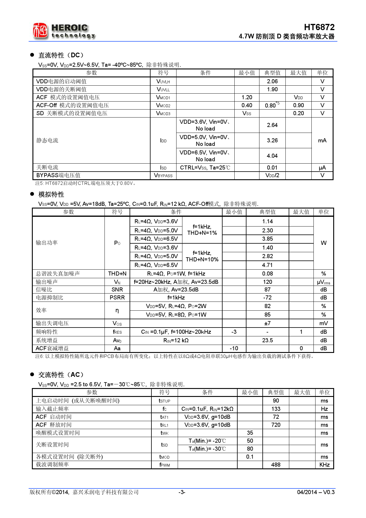 HT6872_（嘉兴禾润）HT6872中文资料_价格_PDF手册-立创电子商城