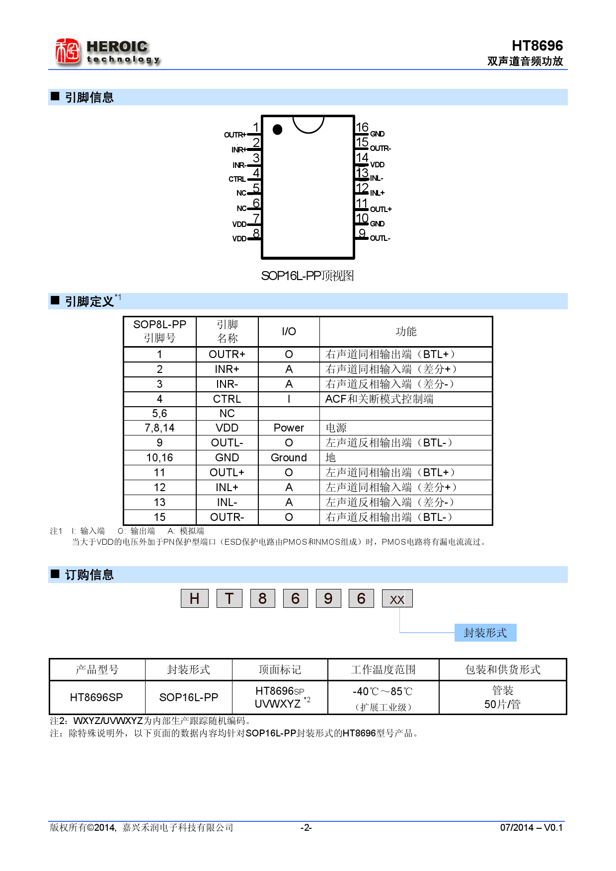 HT8696_（嘉兴禾润）HT8696中文资料_价格_PDF手册-立创电子商城