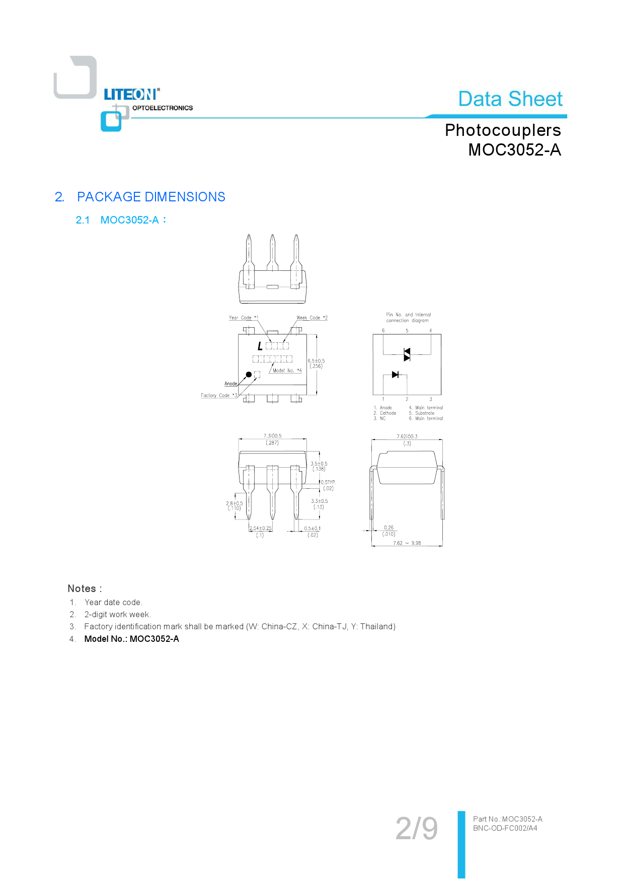 MOC3052-A_（LITEON(光宝)）MOC3052-A中文资料_价格_PDF手册-立创电子商城