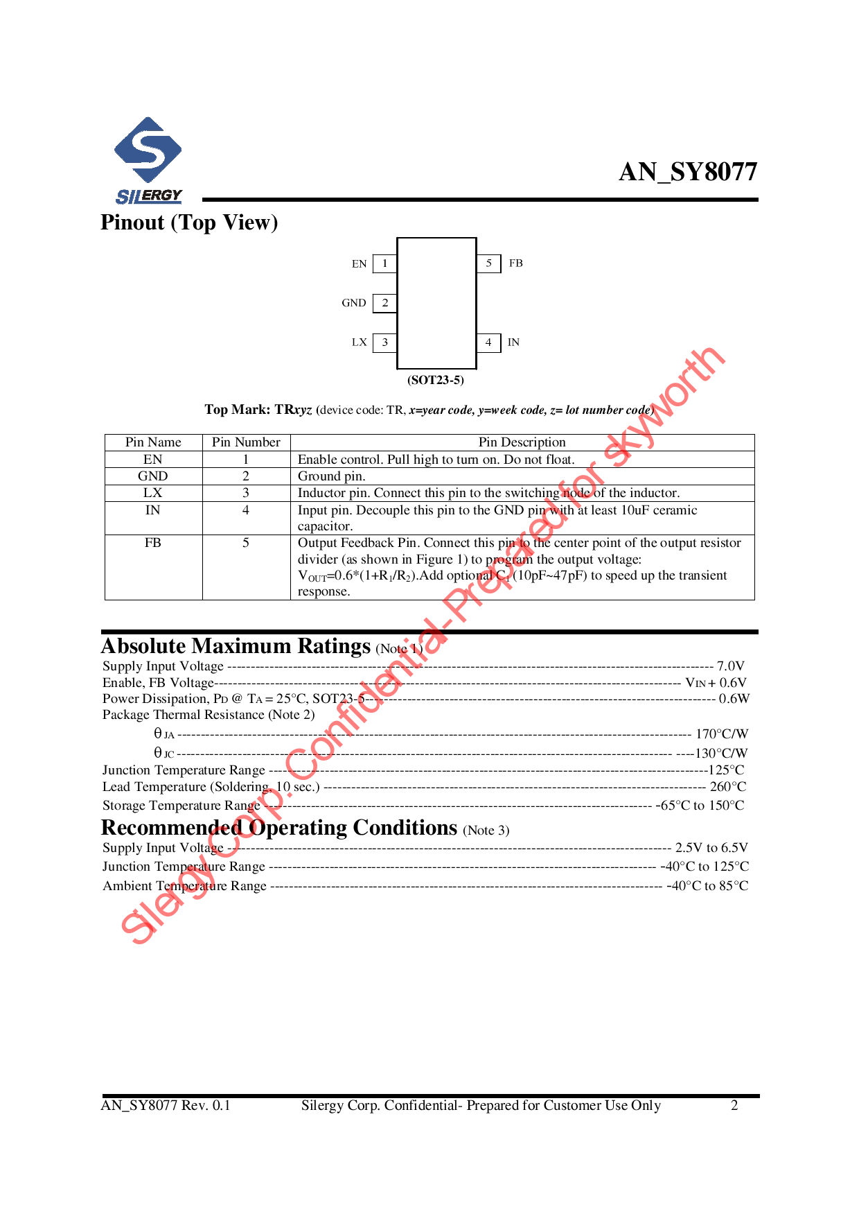 SY8077AAC_（矽力杰silergy）SY8077AAC中文资料_价格_PDF手册-立创电子商城