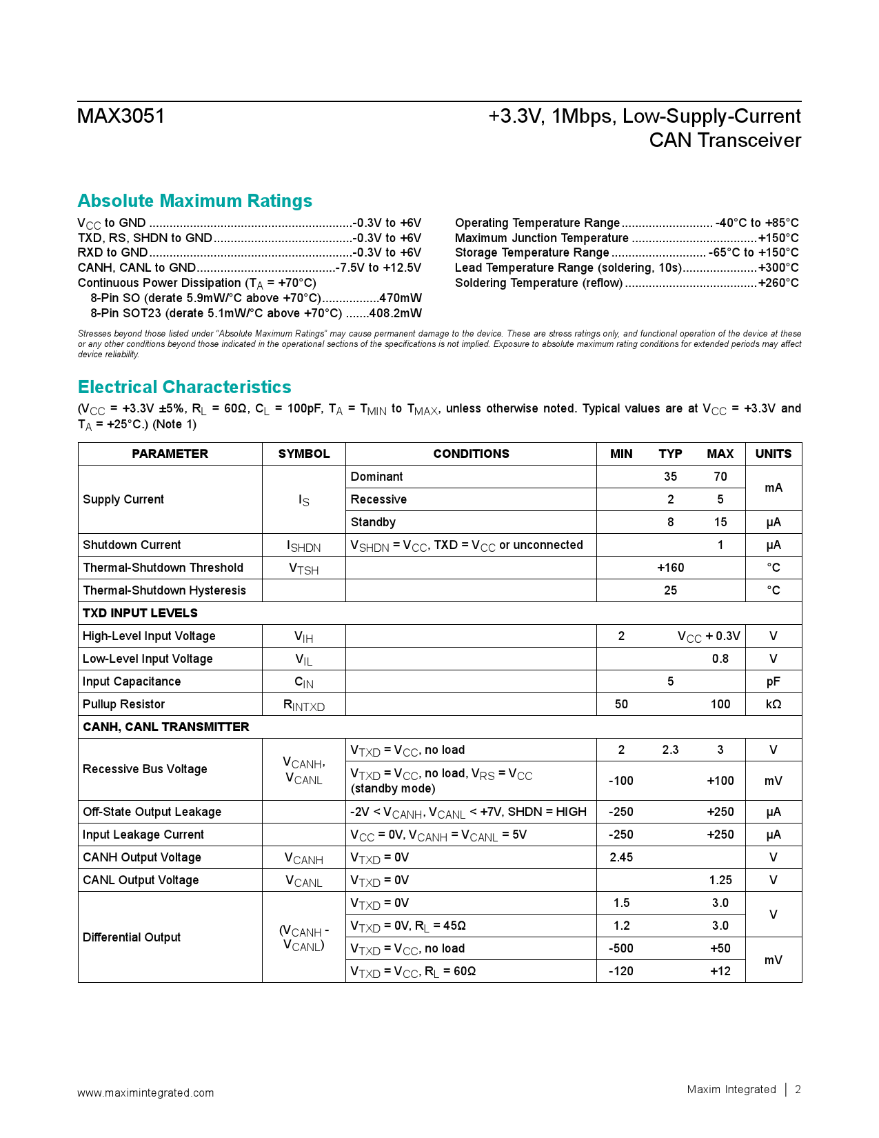 MAX3051EKA+T_（MAXIM(美信)）MAX3051EKA+T中文资料_价格_PDF手册-立创电子商城