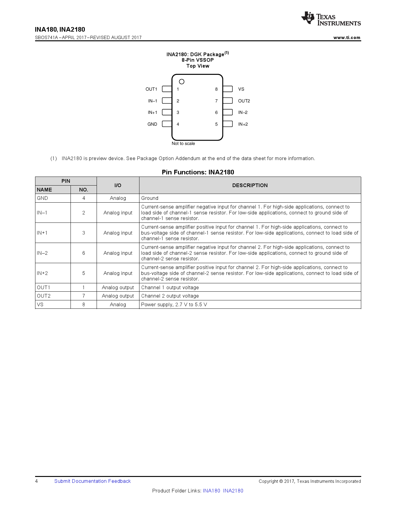 INA180A3IDBVR_（TI(德州仪器)）INA180A3IDBVR中文资料_价格_PDF手册-立创电子商城