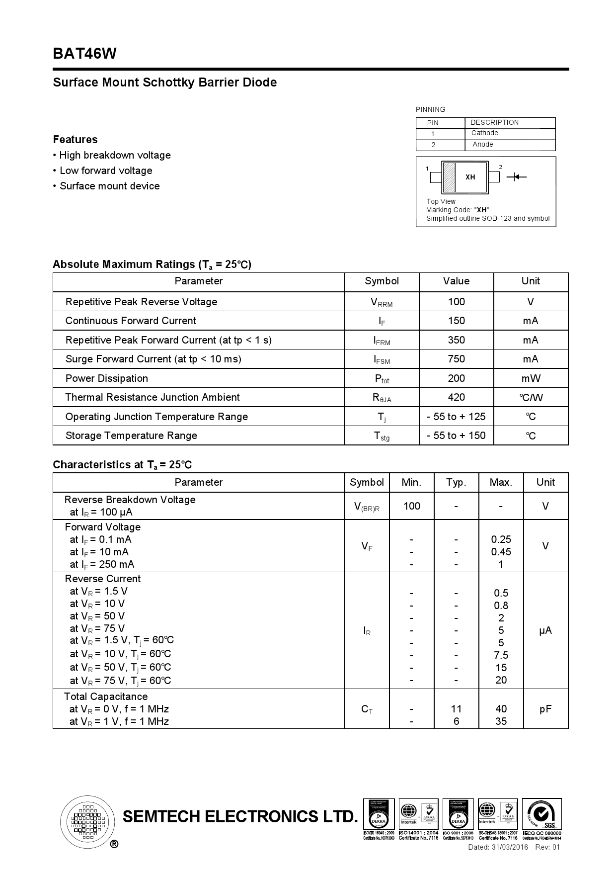 BAT46W_（ST(先科)）BAT46W中文资料_价格_PDF手册-立创电子商城