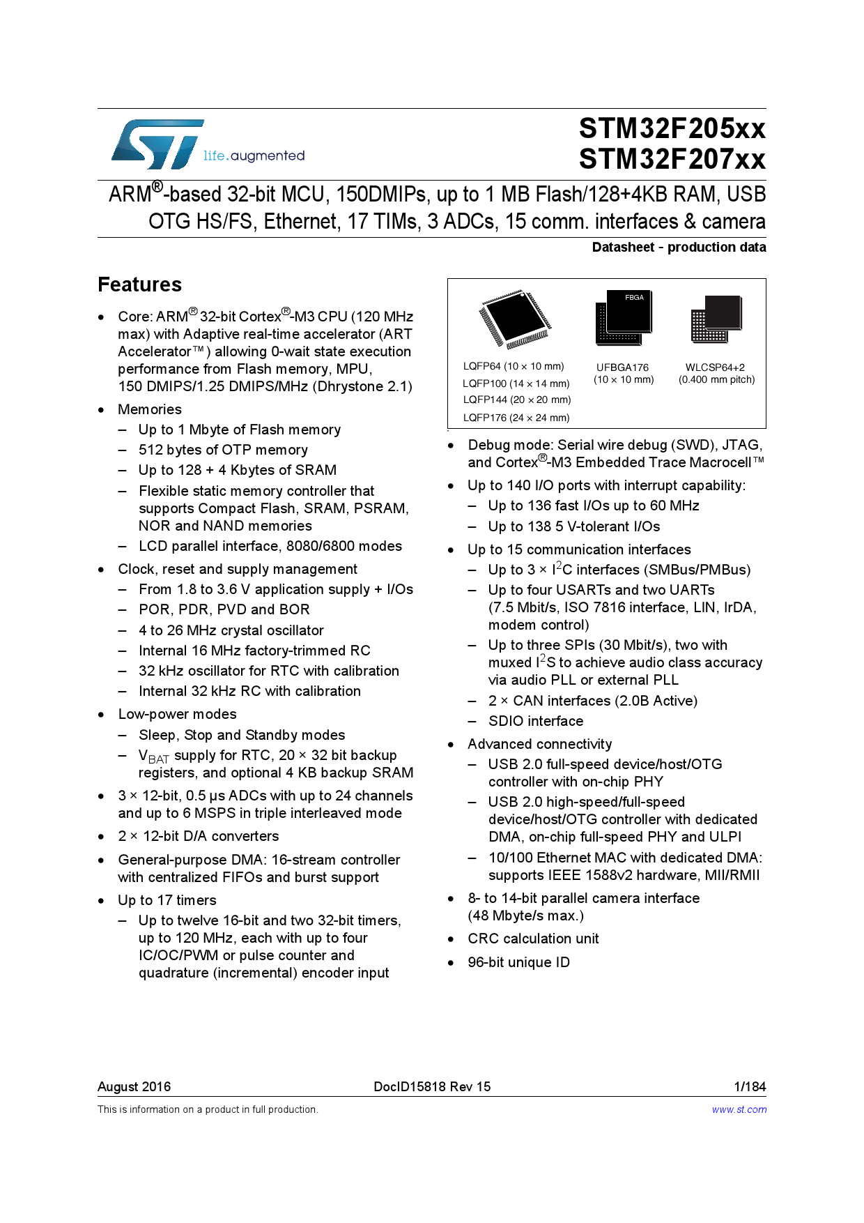 STM32F205VCT6_（ST(意法半导体)）STM32F205VCT6中文资料_价格_PDF手册-立创电子商城