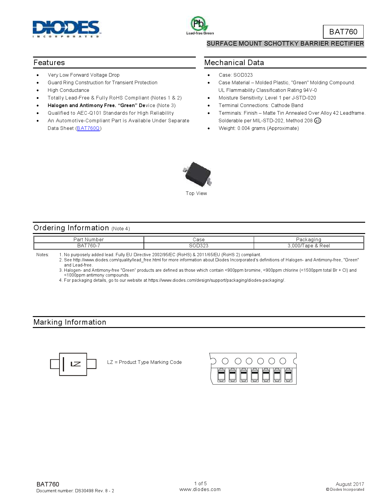 BAT760-7_（DIODES(美台)）BAT760-7中文资料_价格_PDF手册-立创电子商城