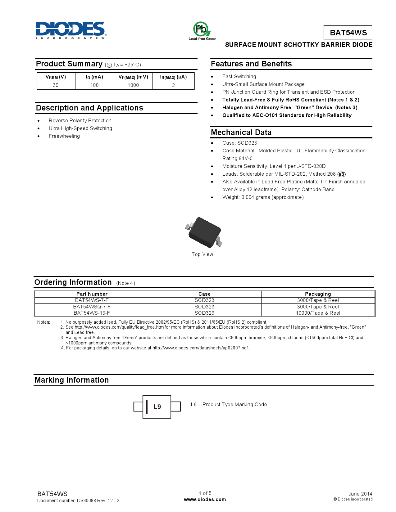 BAT54WS-7-F_（DIODES(美台)）BAT54WS-7-F中文资料_价格_PDF手册-立创电子商城