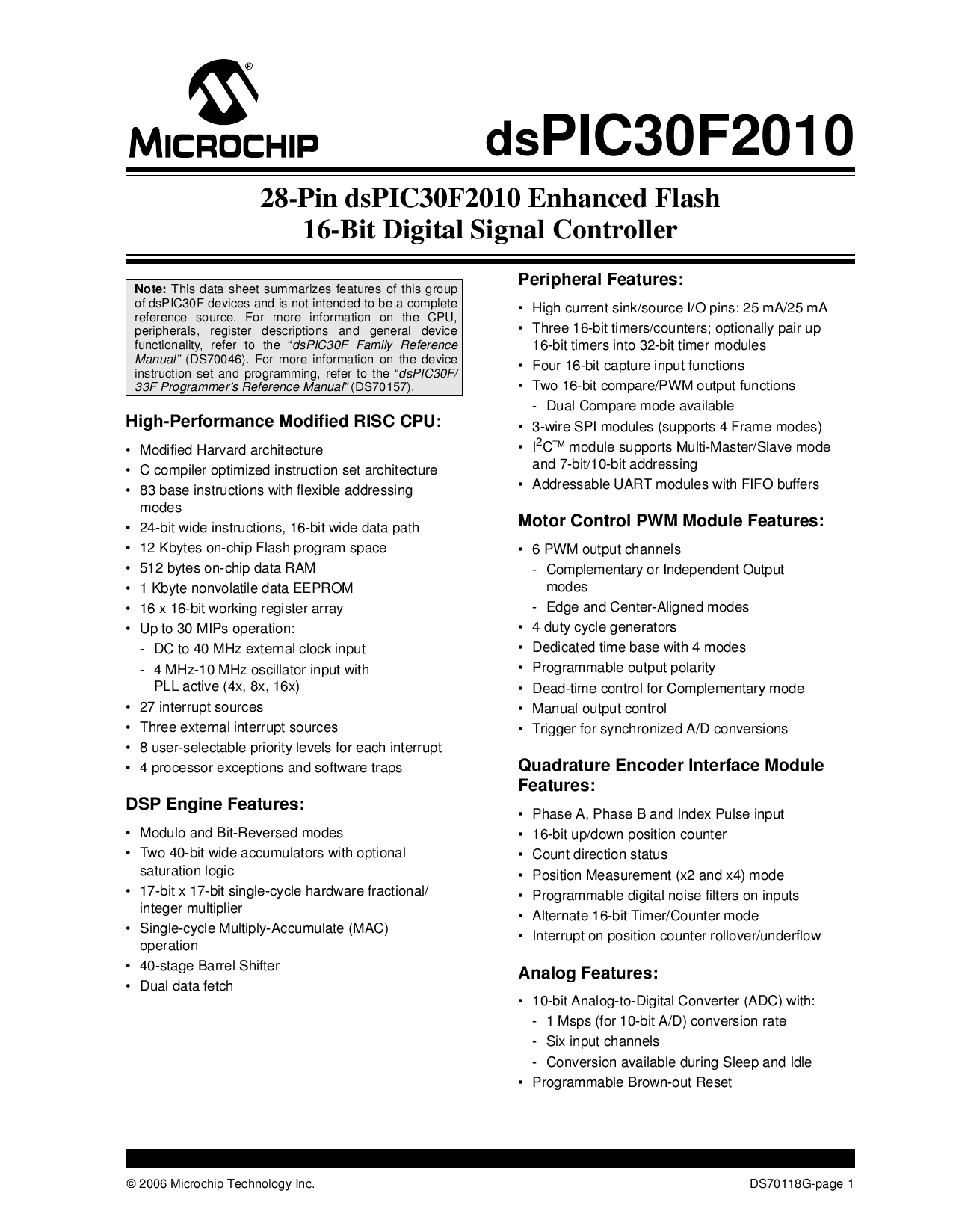 DSPIC30F2010-30I/SP_（MICROCHIP(美国微芯)）DSPIC30F2010-30I/SP中文资料_价格_PDF手册-立创电子商城