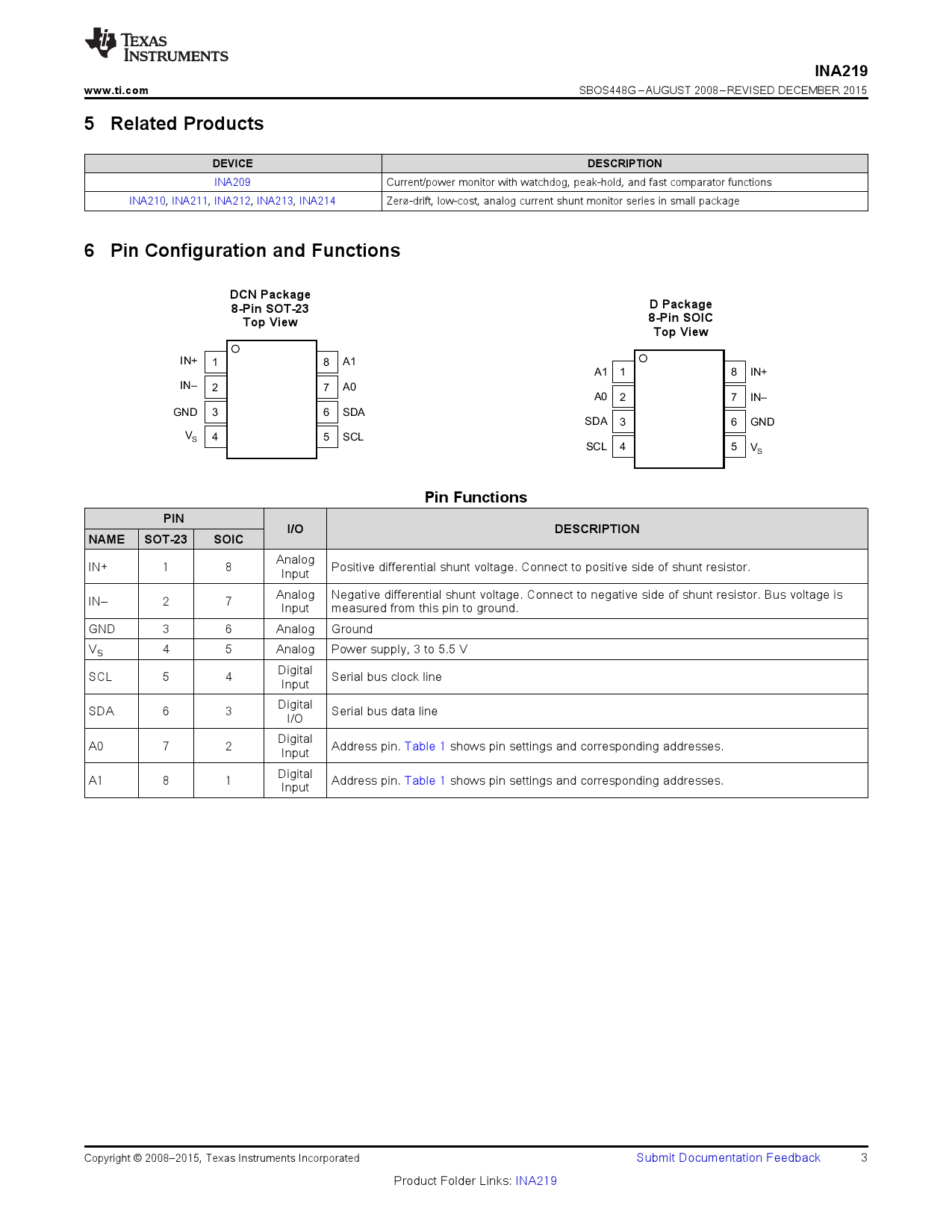 INA219AIDR_（TI(德州仪器)）INA219AIDR中文资料_价格_PDF手册-立创电子商城