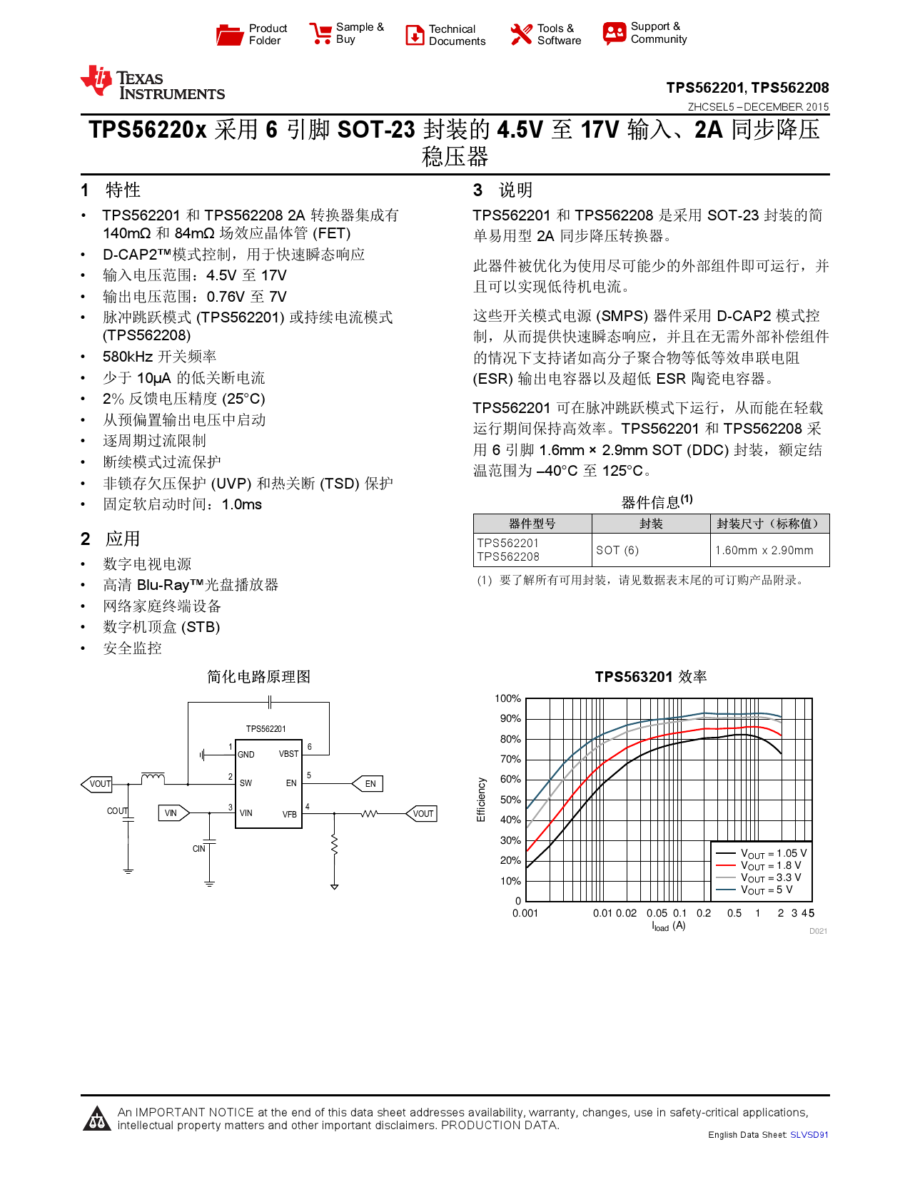 TPS562208DDCR_（TI(德州仪器)）TPS562208DDCR中文资料_价格_PDF手册-立创电子商城