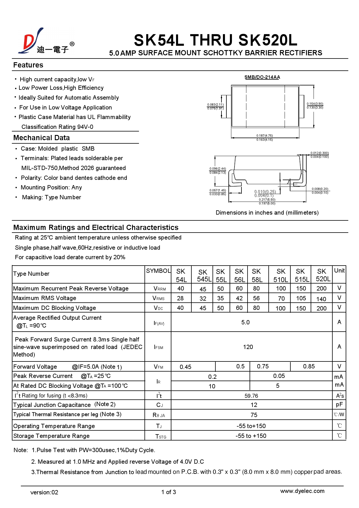 SK54L_（迪一）SK54L中文资料_价格_PDF手册-立创电子商城
