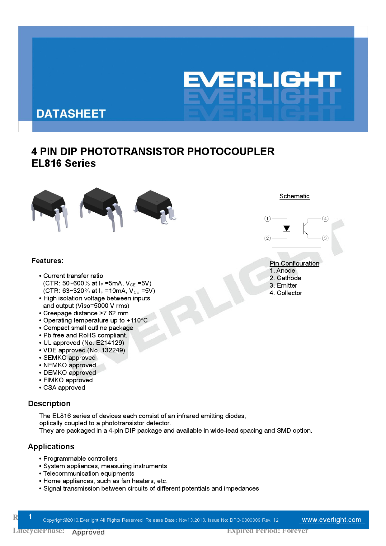 EL816(C)_（EVERLIGHT(台湾亿光)）EL816(C)中文资料_价格_PDF手册-立创电子商城