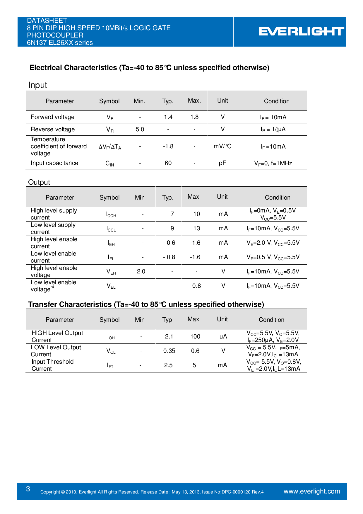 6N137_（EVERLIGHT(亿光)）6N137中文资料_价格_PDF手册-立创电子商城