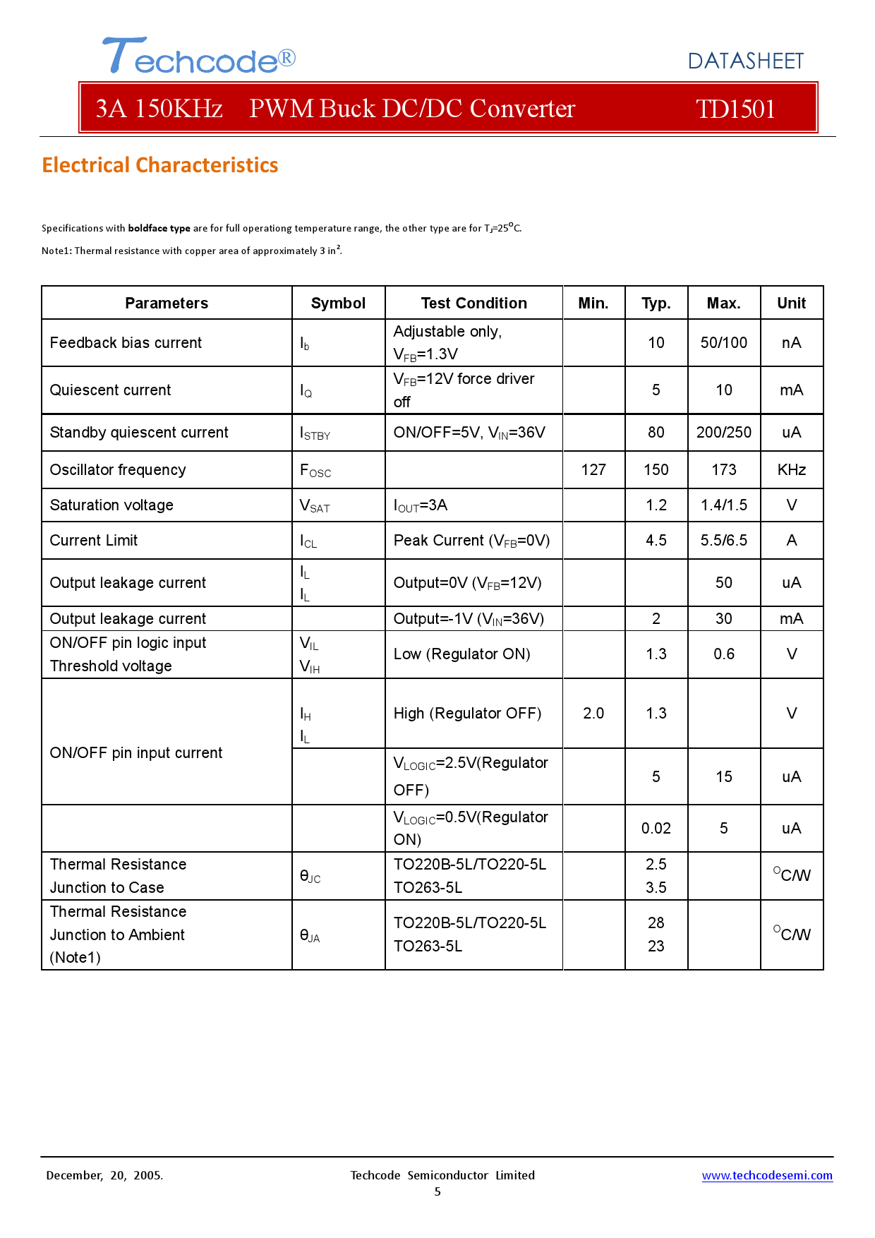 TD1501S50_（Techcode(泰德)）TD1501S50中文资料_价格_PDF手册-立创电子商城