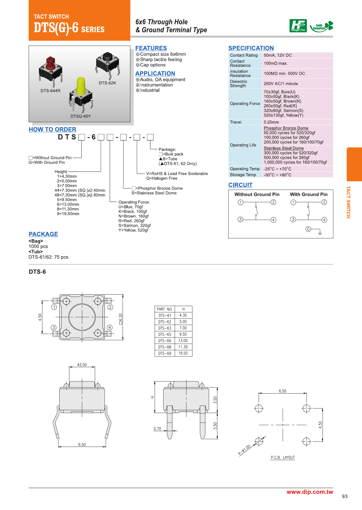 DTS-63K-V_（圜达）DTS-63K-V中文资料_价格_PDF手册-立创电子商城