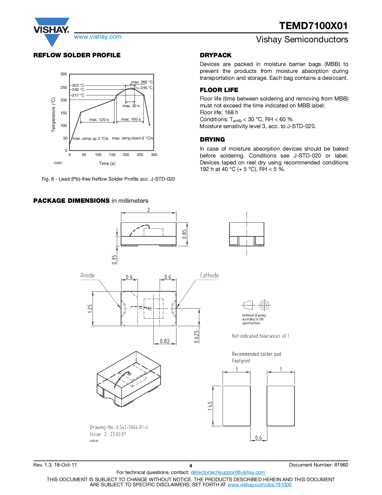 TEMD7100X01_（VISHAY(威世)）TEMD7100X01中文资料_价格_PDF手册-立创电子商城