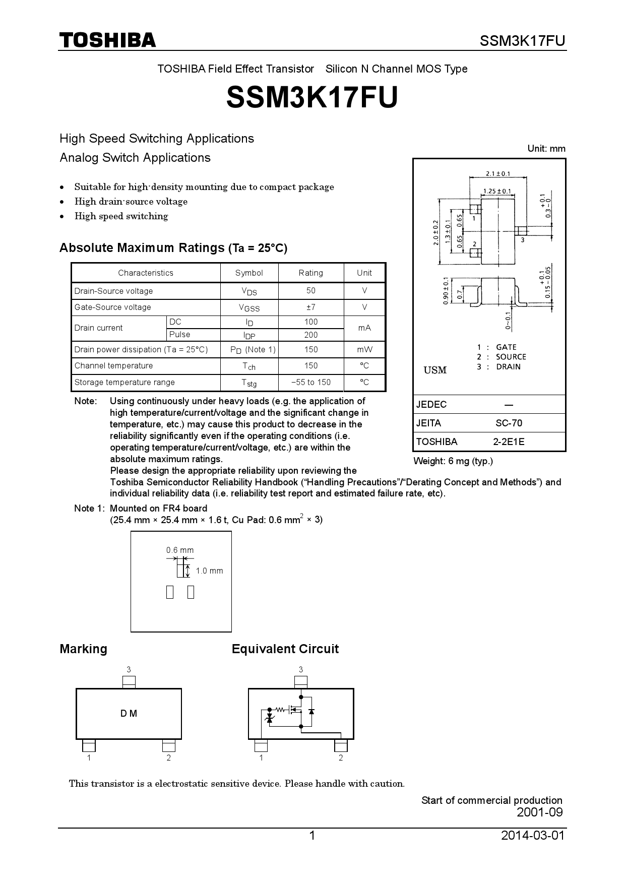 SSM3K17FU,LF_（TOSHIBA(东芝)）SSM3K17FU,LF中文资料_价格_PDF手册-立创电子商城